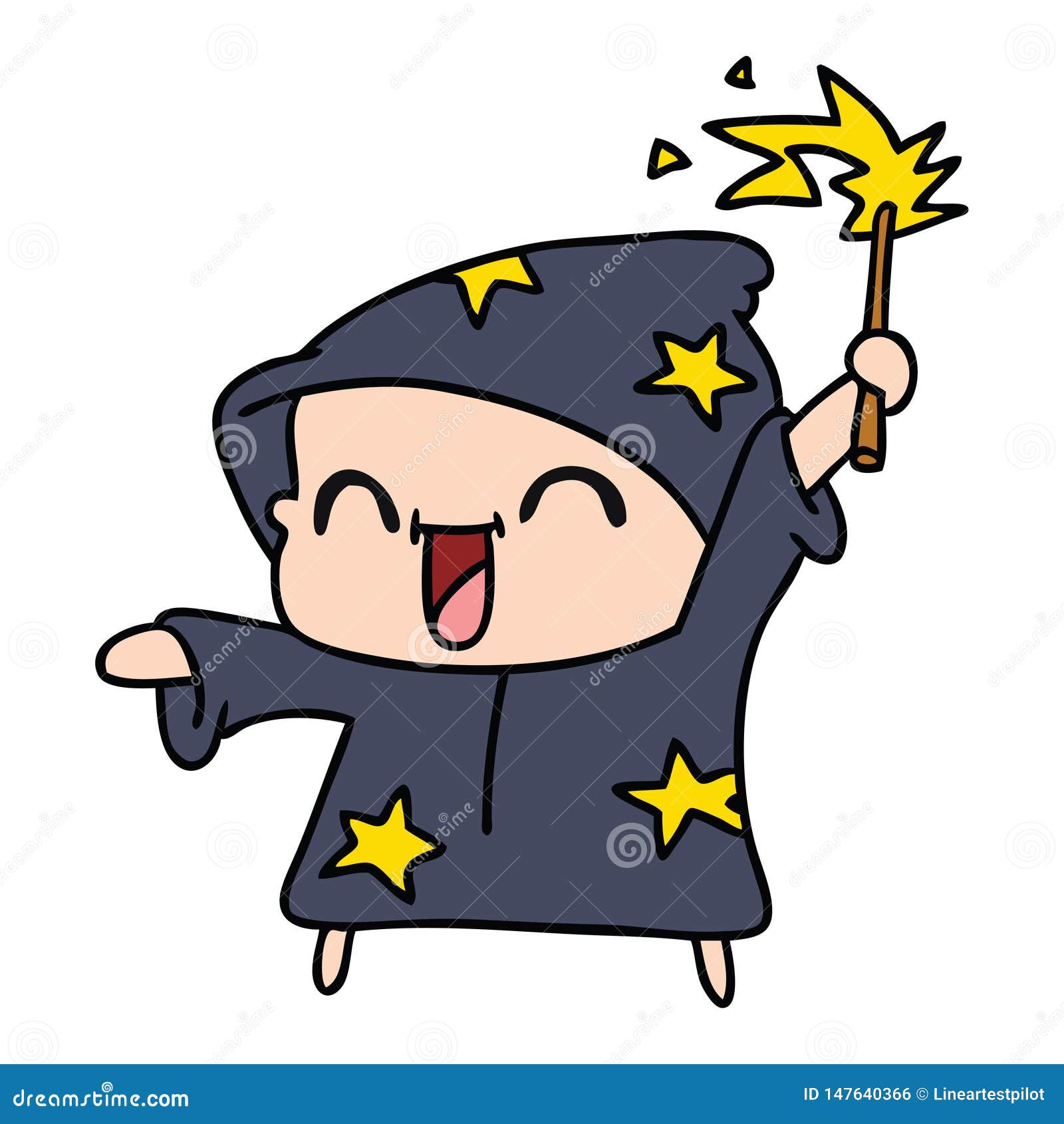 Cartoon of a Happy Little Wizard Stock Vector - Illustration of spell ...