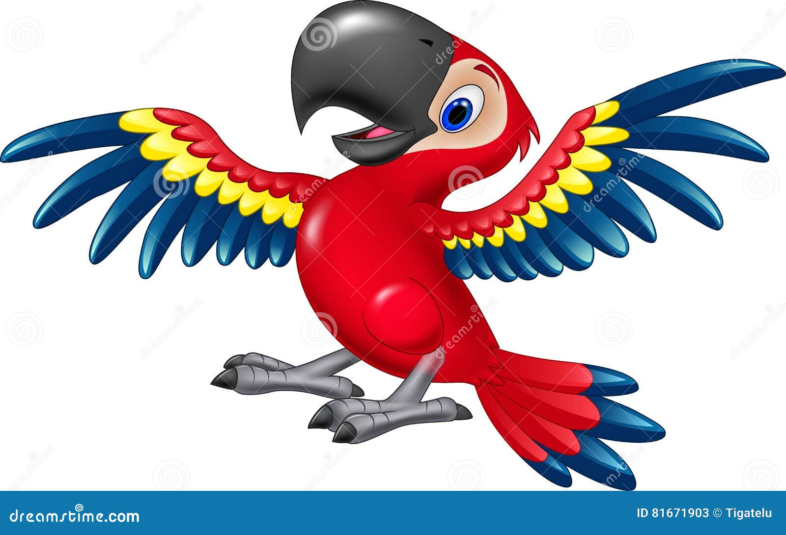 Cartoon happy macaw flying stock vector. Illustration of macaw - 81671903
