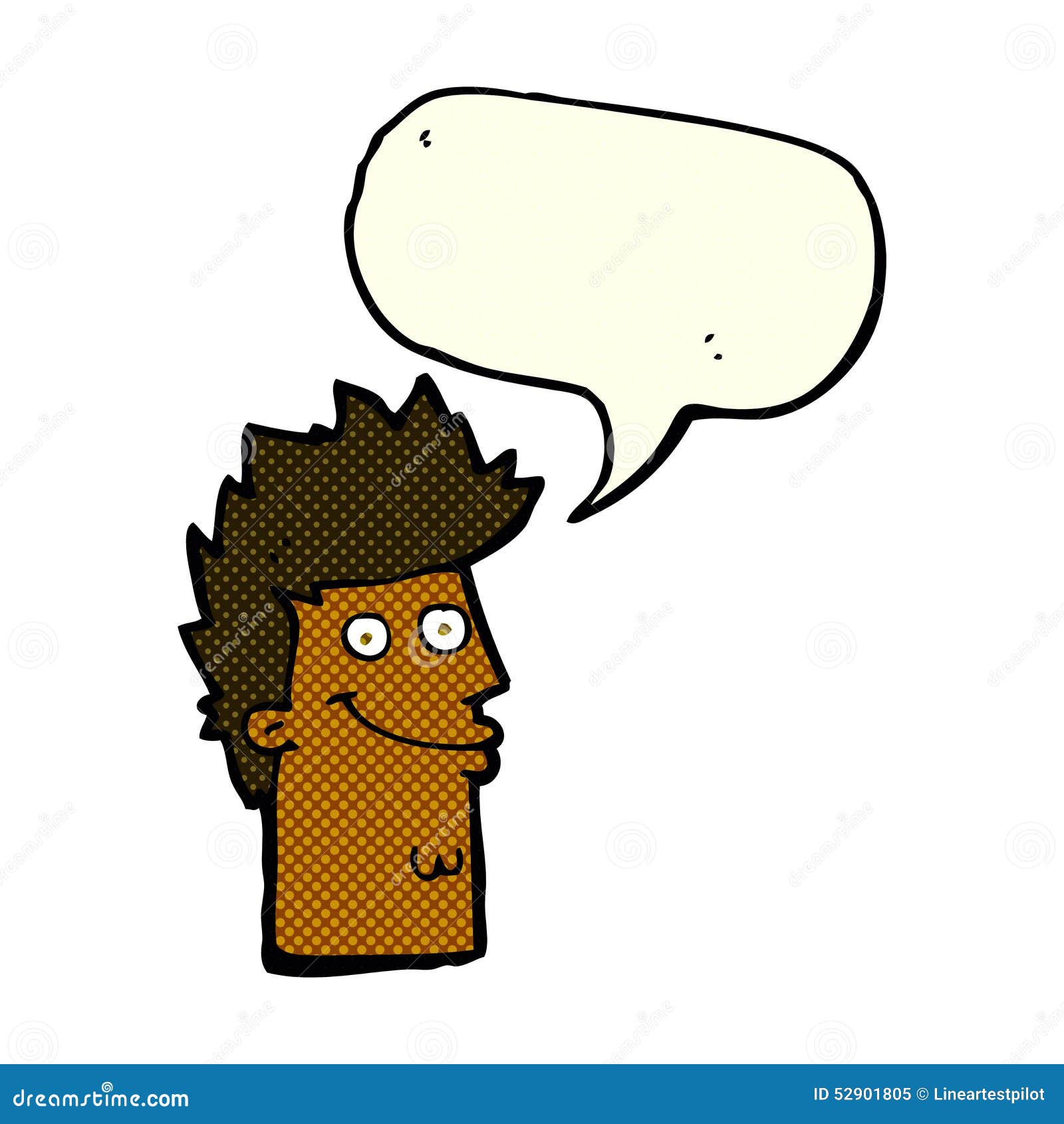 Cartoon Happy Man Face with Speech Bubble Stock Illustration ...