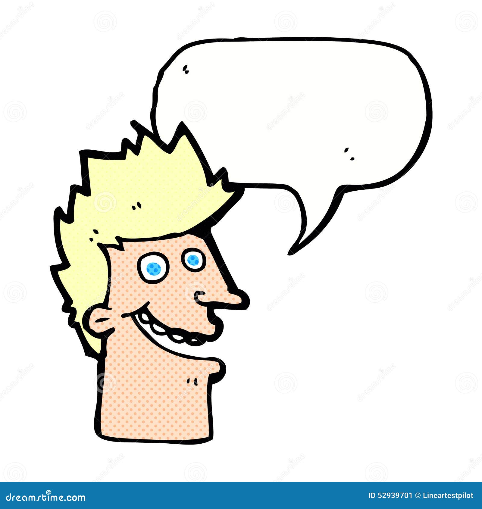 Cartoon Happy Man Face with Speech Bubble Stock Illustration ...