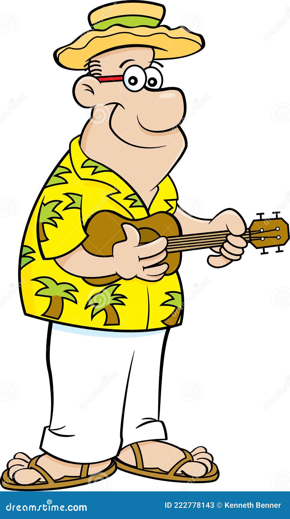 Cartoon Happy Man Playing A Ukulele Royalty Free Illustration