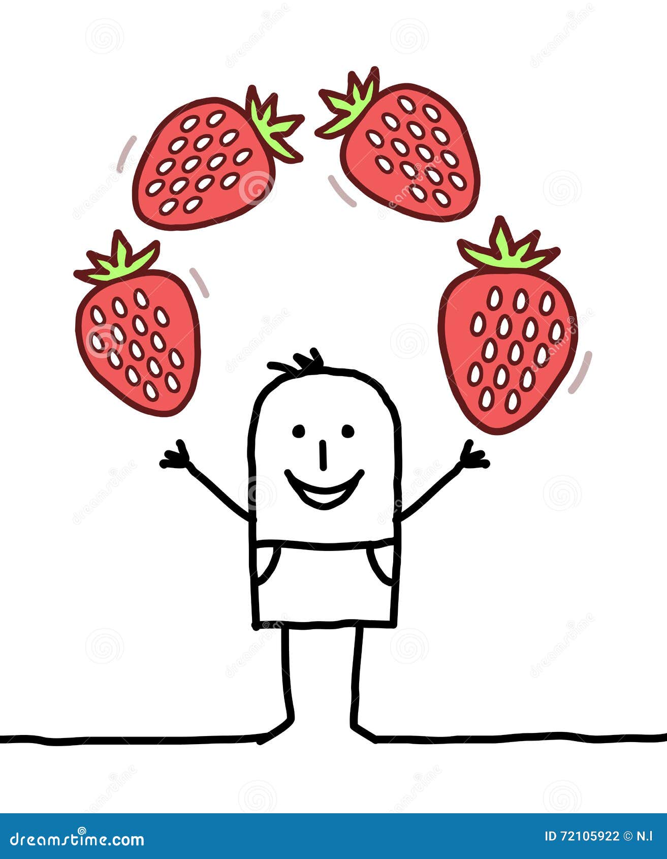 Cartoon Happy Man with Strawberries Stock Vector - Illustration of ...