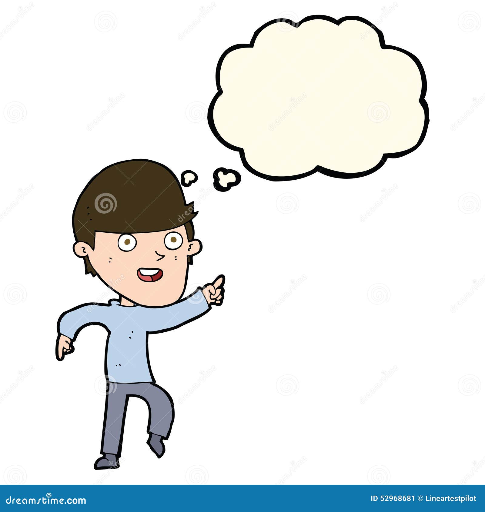 Cartoon Happy Man with Thought Bubble Stock Illustration - Illustration ...