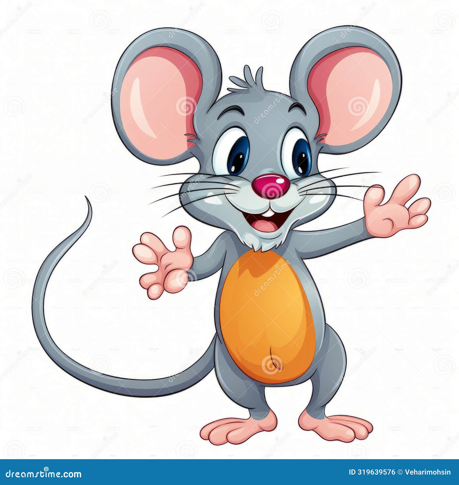 Cartoon Happy Mouse Waving, Vector Illustration Stock Illustration ...