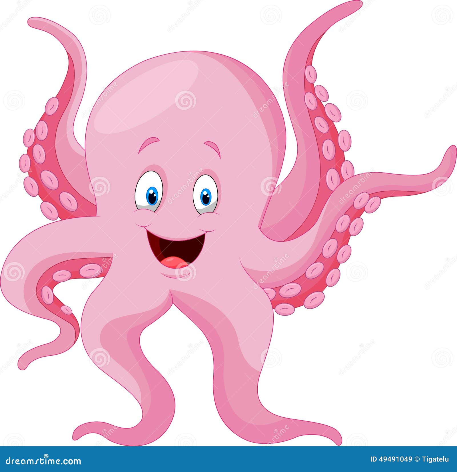 Cartoon happy octopus stock vector. Illustration of happy - 49491049
