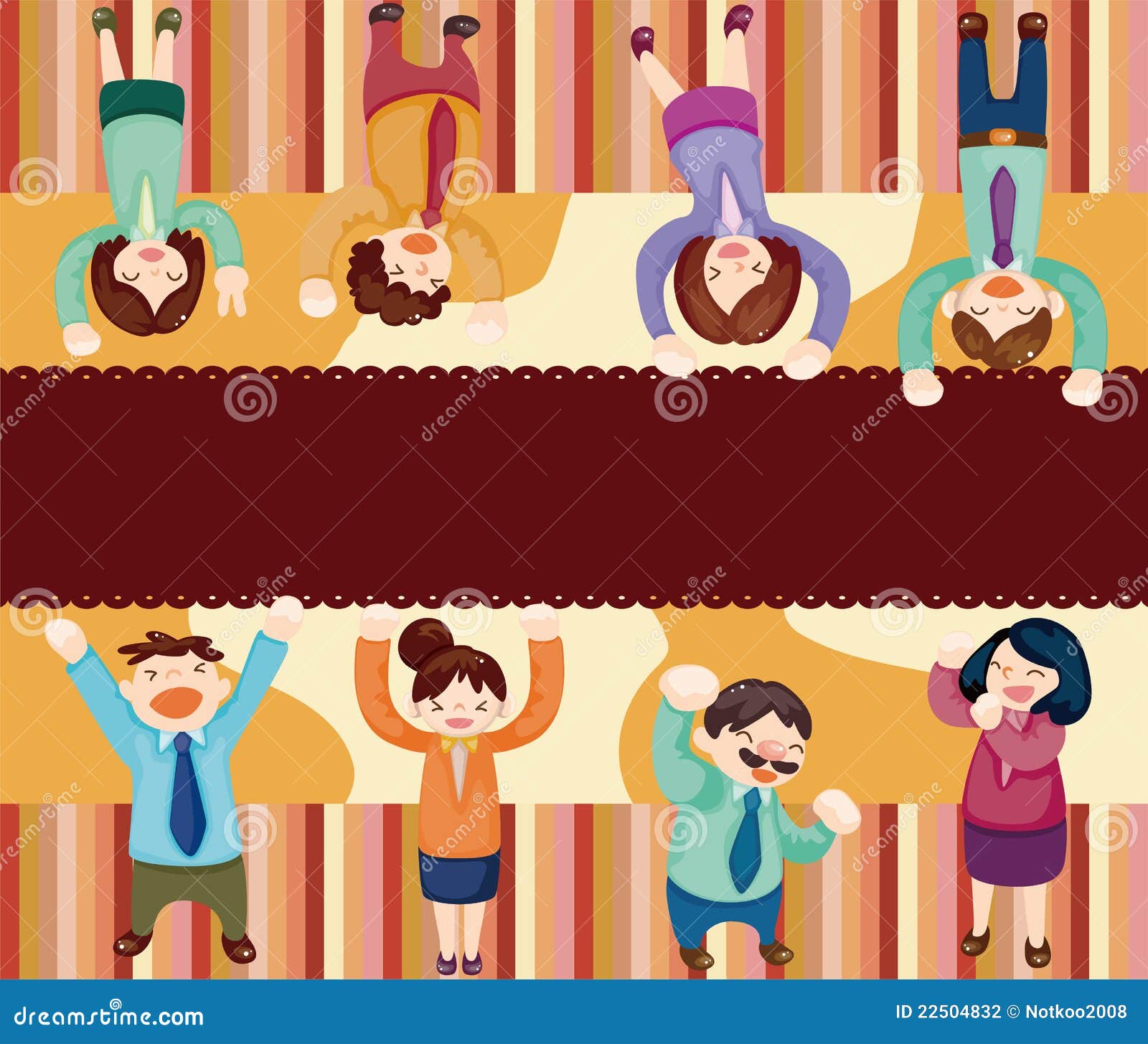 Cartoon Happy Office Workers Card Stock Vector - Illustration of poster ...