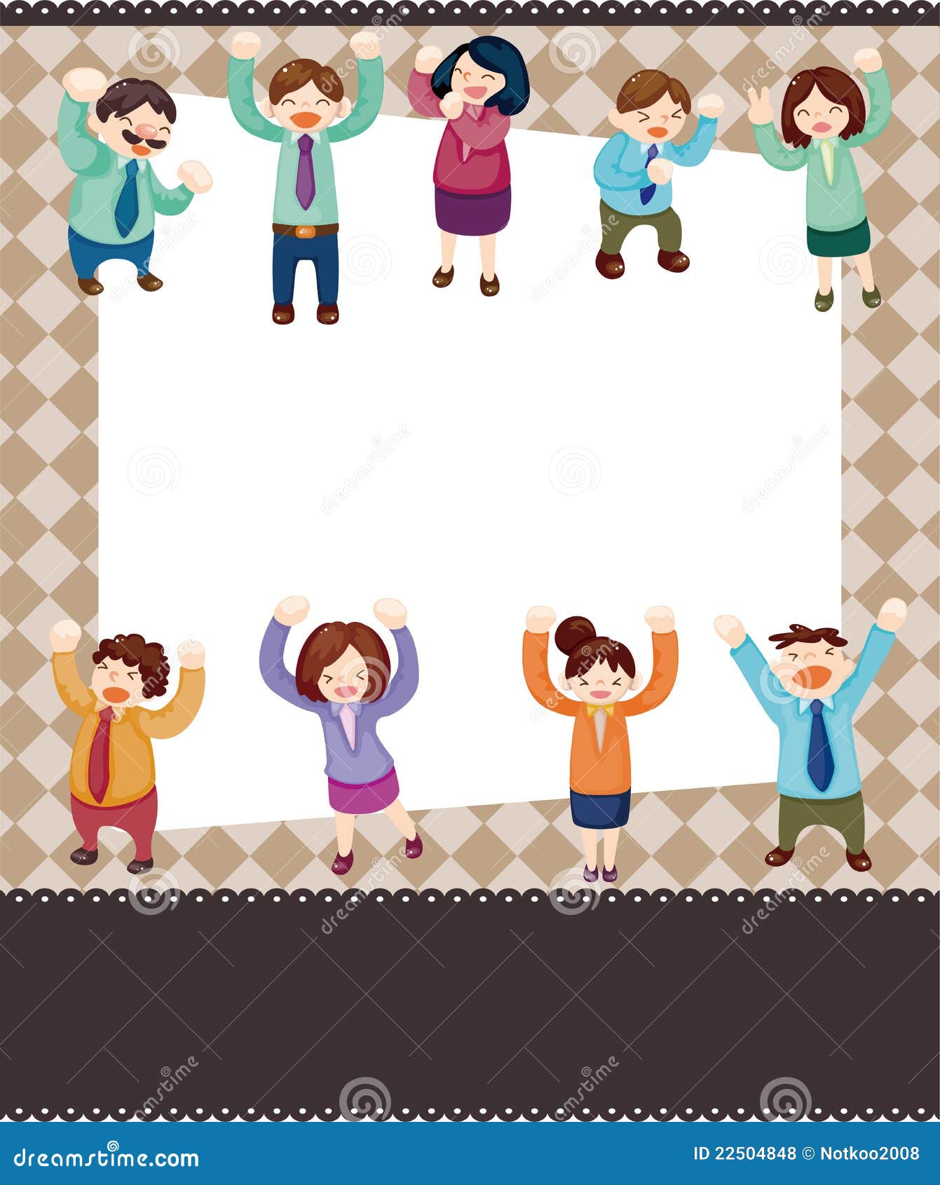 Cartoon Happy Office Workers Card Stock Vector - Illustration of ...