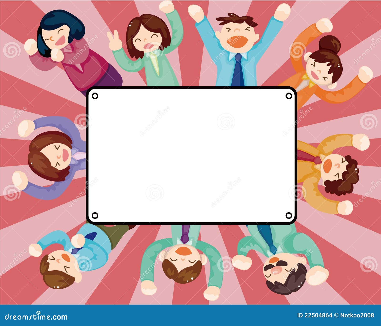 Cartoon Happy Office Workers Card Stock Vector - Illustration of person ...