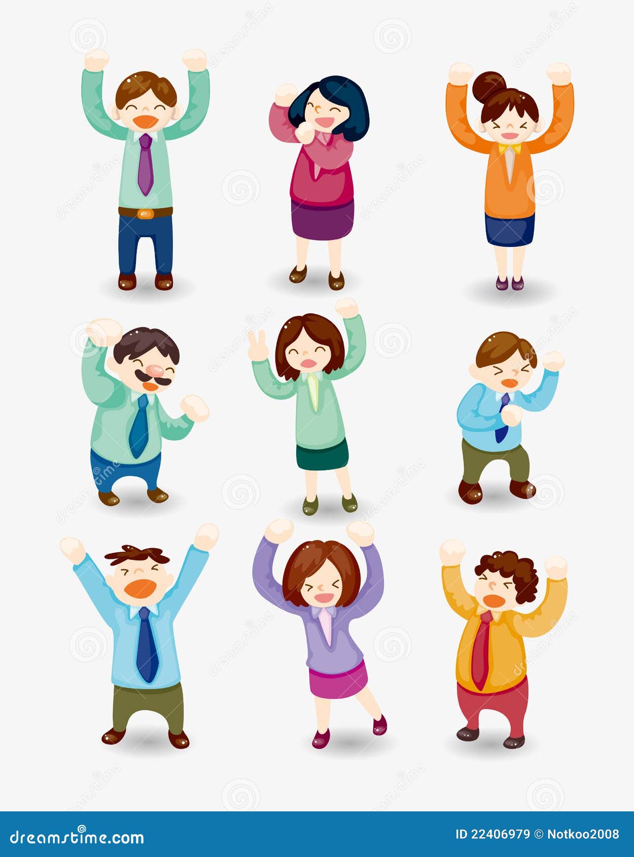 Cartoon Happy Office Workers Icon Stock Vector - Illustration of boss ...