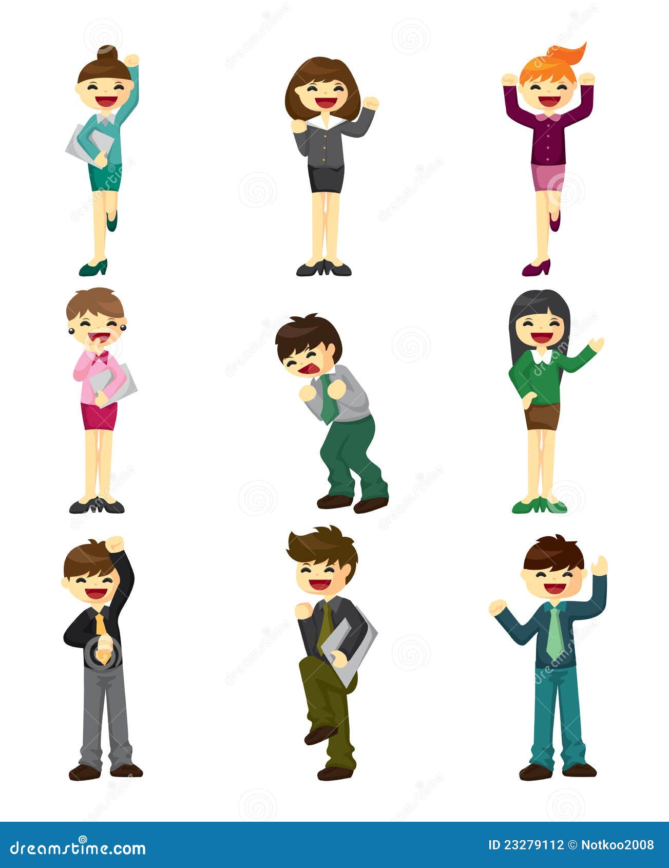 Happy Workers Cartoon