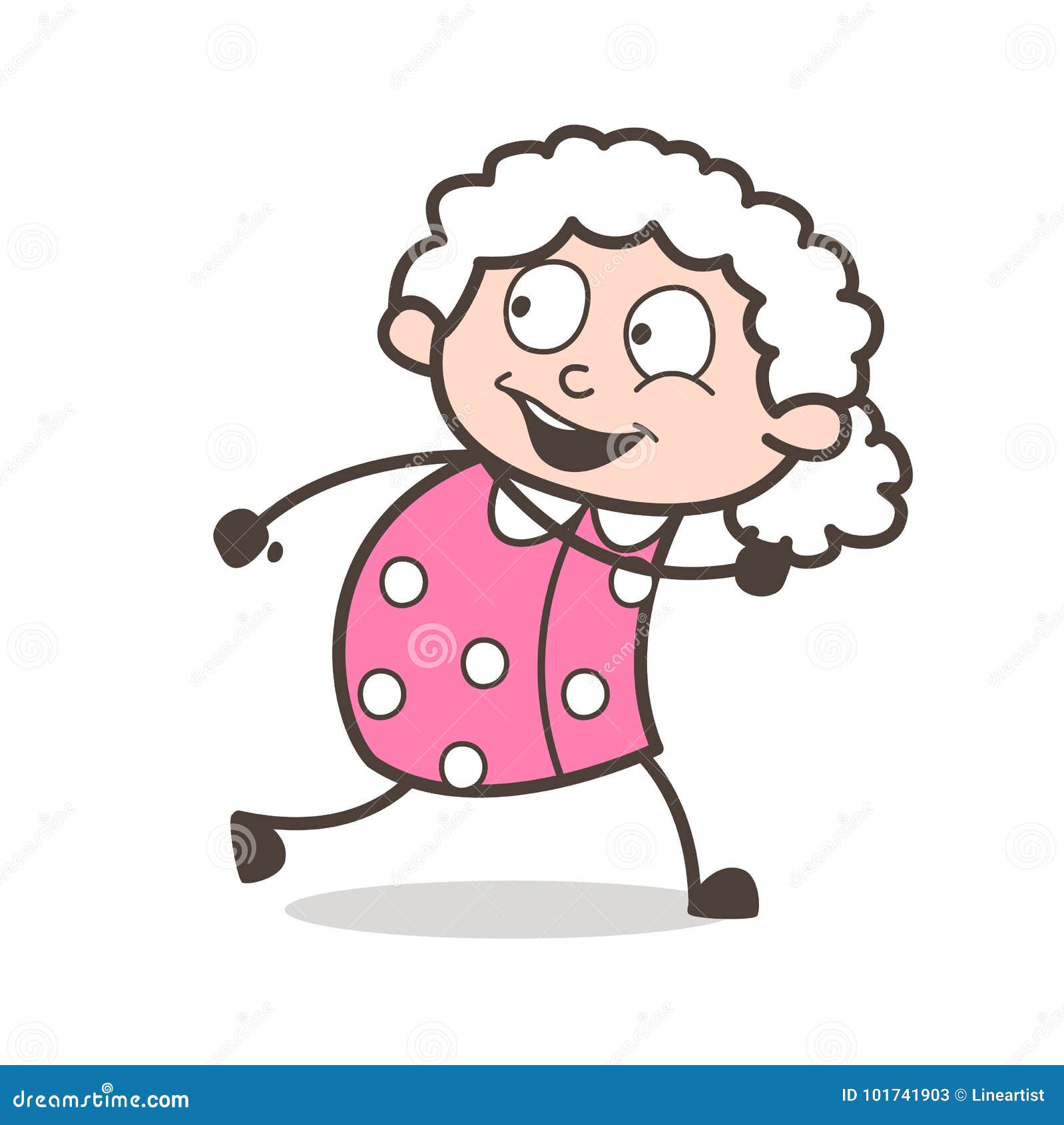 Cartoon Happy Old Woman Running Vector Concept Stock Illustration ...