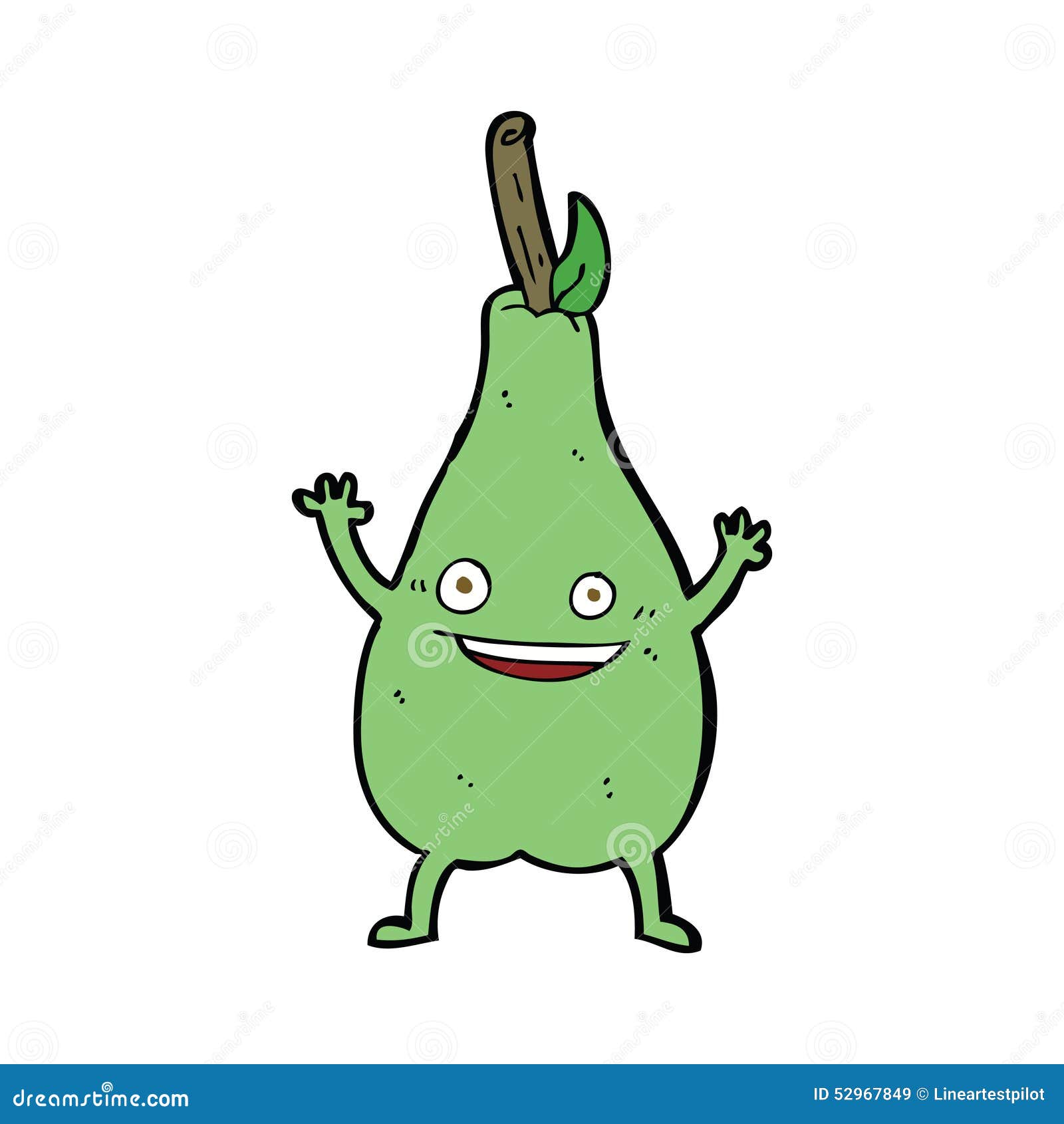 Cartoon happy pear stock illustration. Illustration of drawn - 52967849