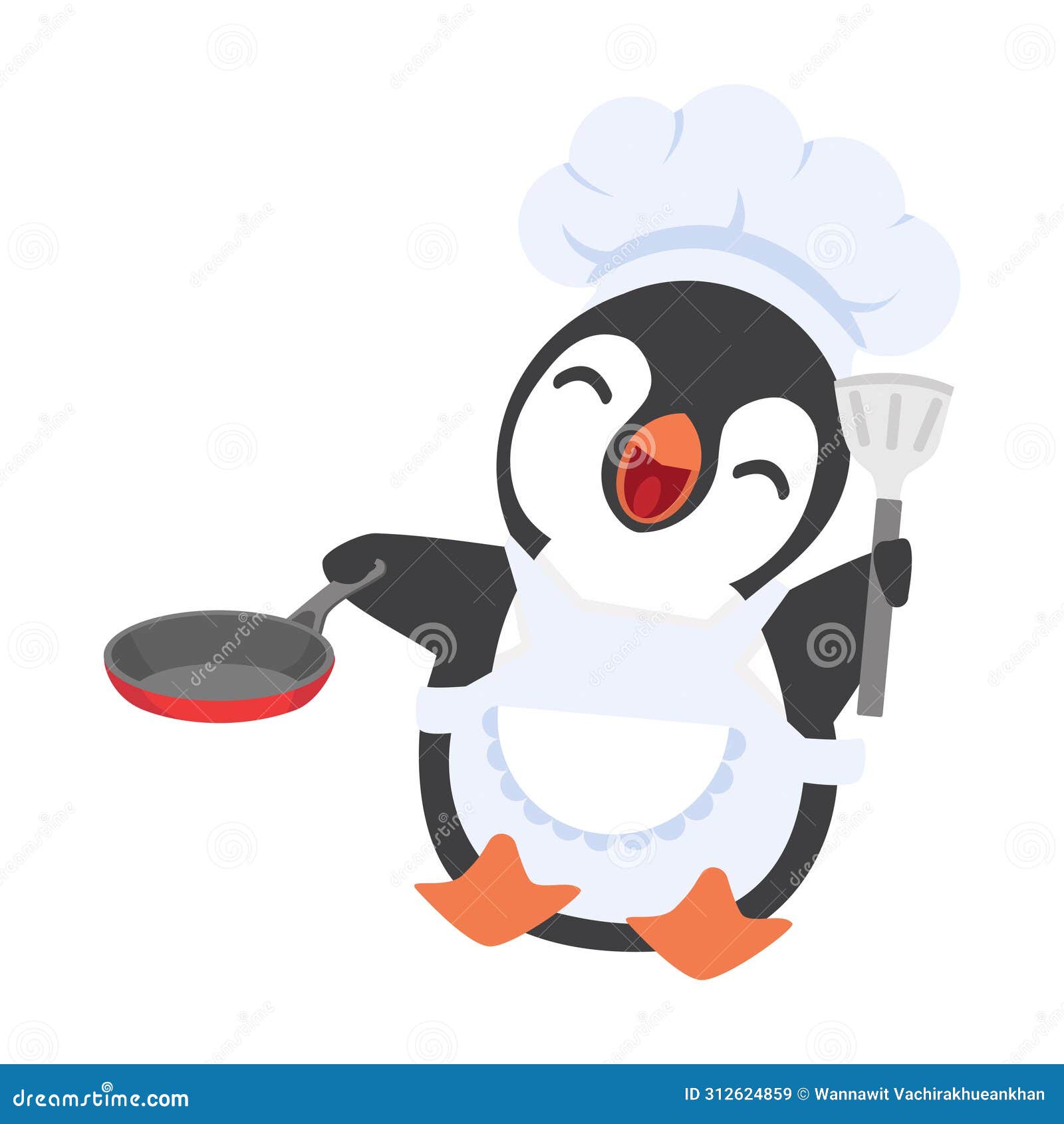 Cartoon Happy Penguin Chef with Cook Hat Stock Illustration ...