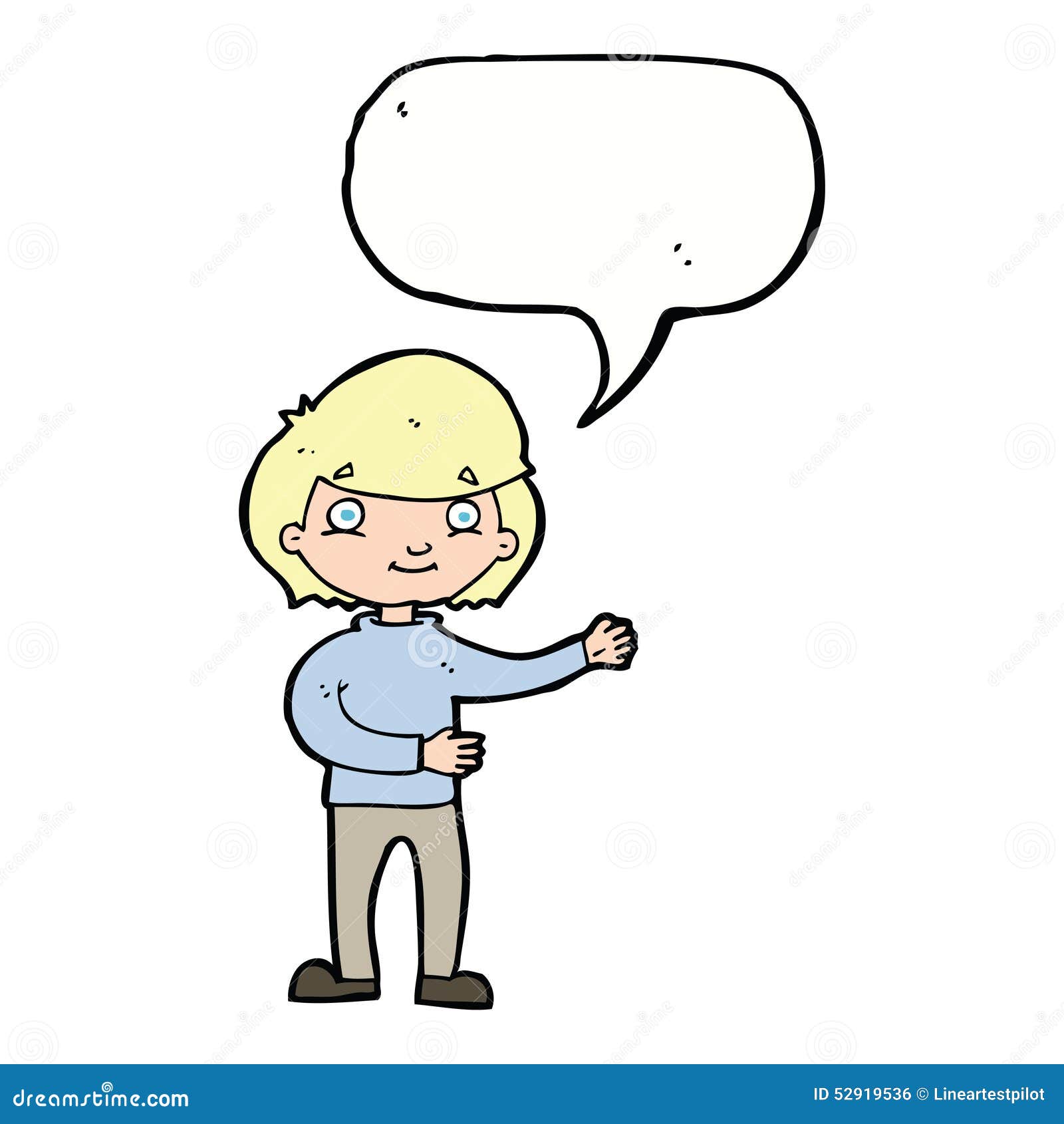 Cartoon Happy Person With Speech Bubble Stock Illustration