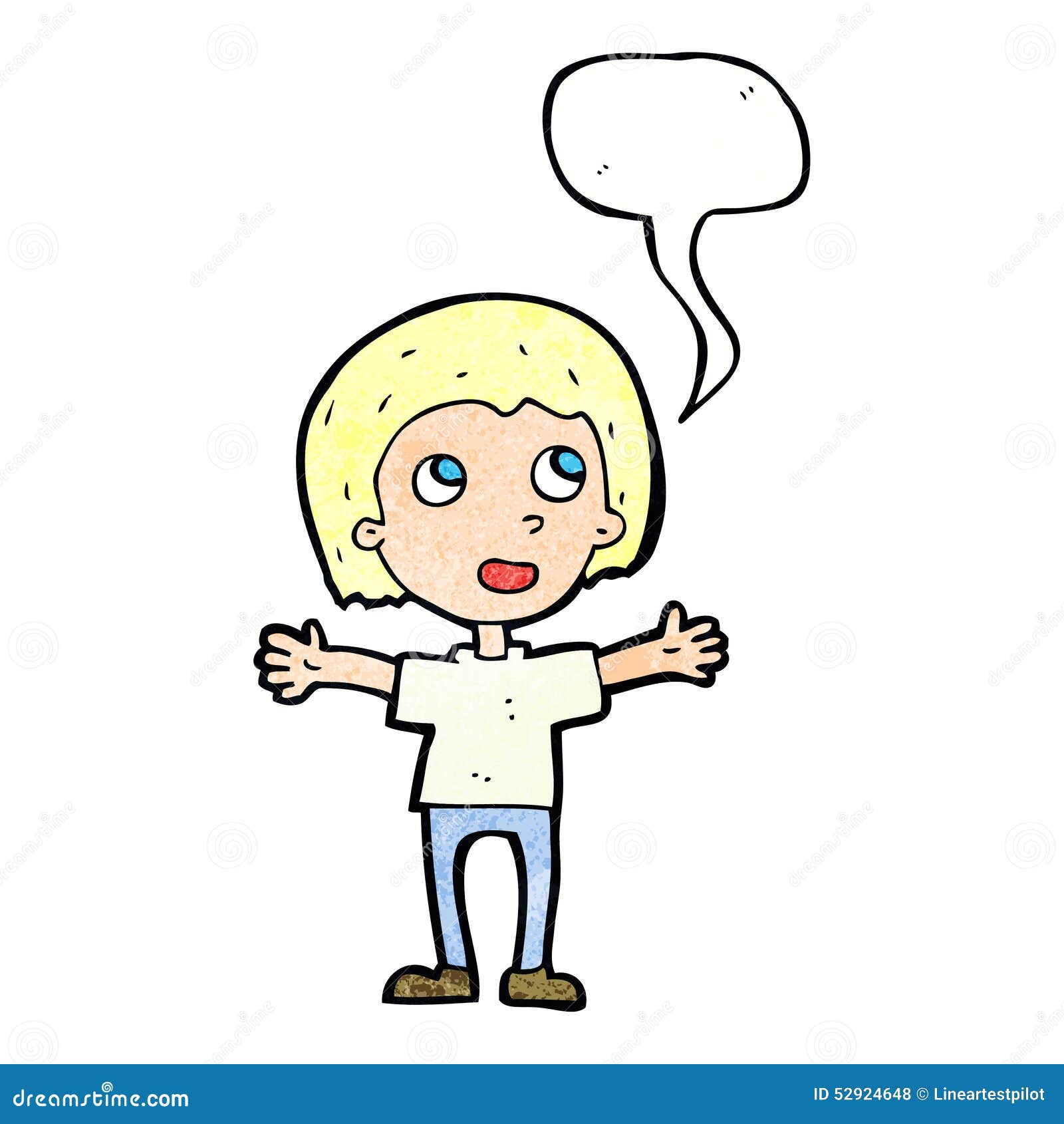 Cartoon Happy Person With Speech Bubble Stock Illustration