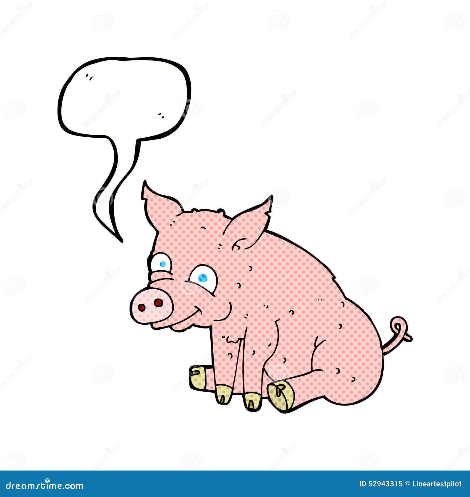 Cartoon Happy Pig with Speech Bubble Stock Illustration - Illustration ...