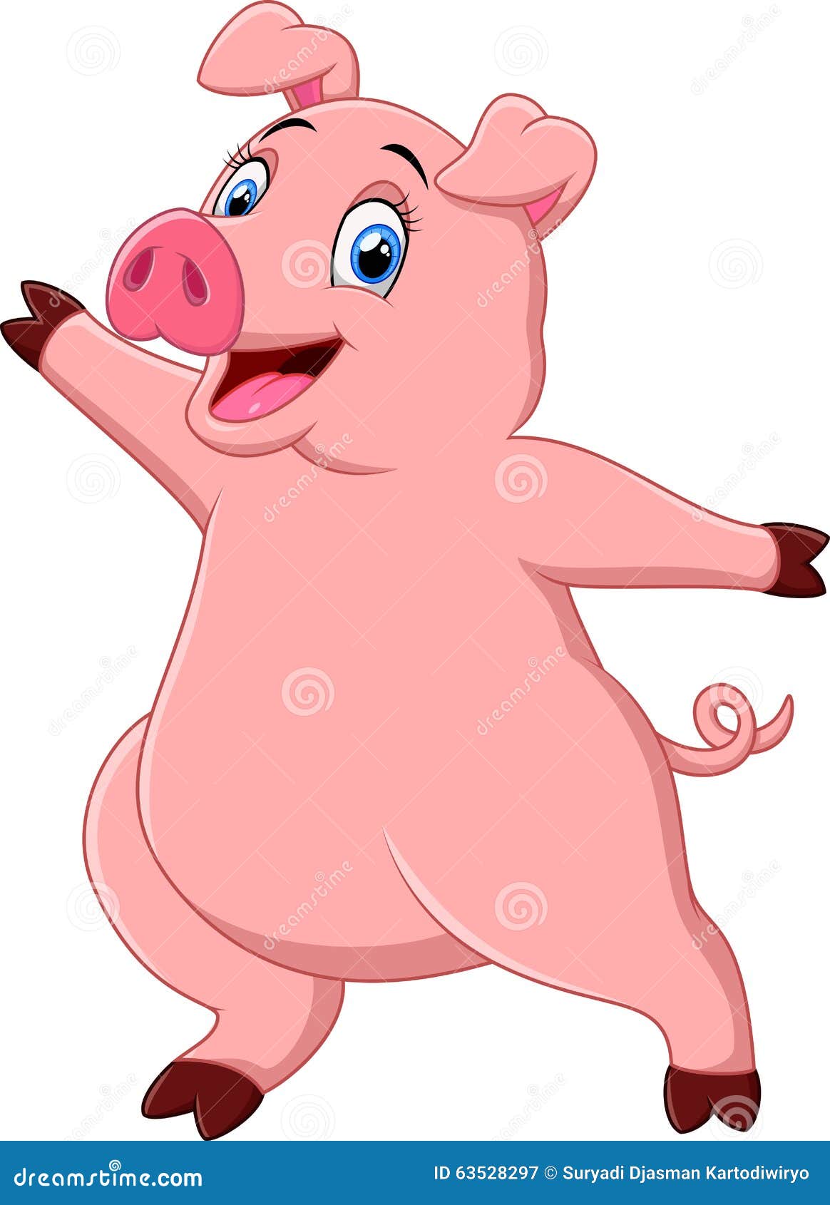 Cartoon happy pig waving stock vector. Illustration of adorable - 63528297