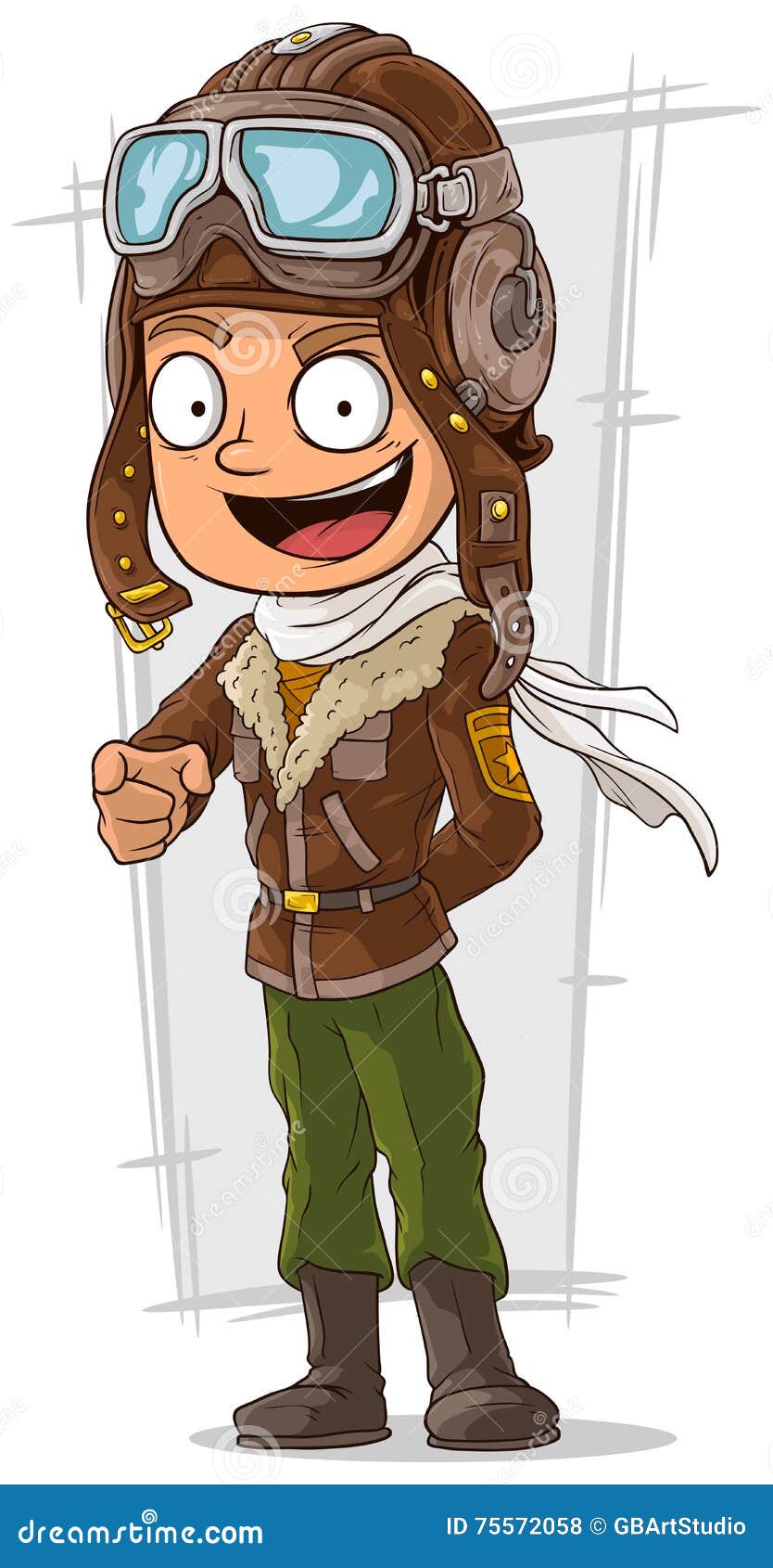 Cartoon Happy Pilot in Leather Helmet Stock Vector - Illustration of ...