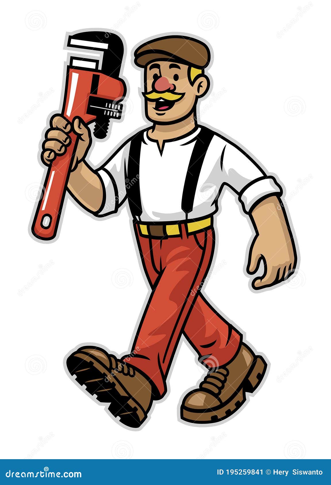 Happy Plumber With Plunger And Toilet Cartoon Vector | CartoonDealer ...