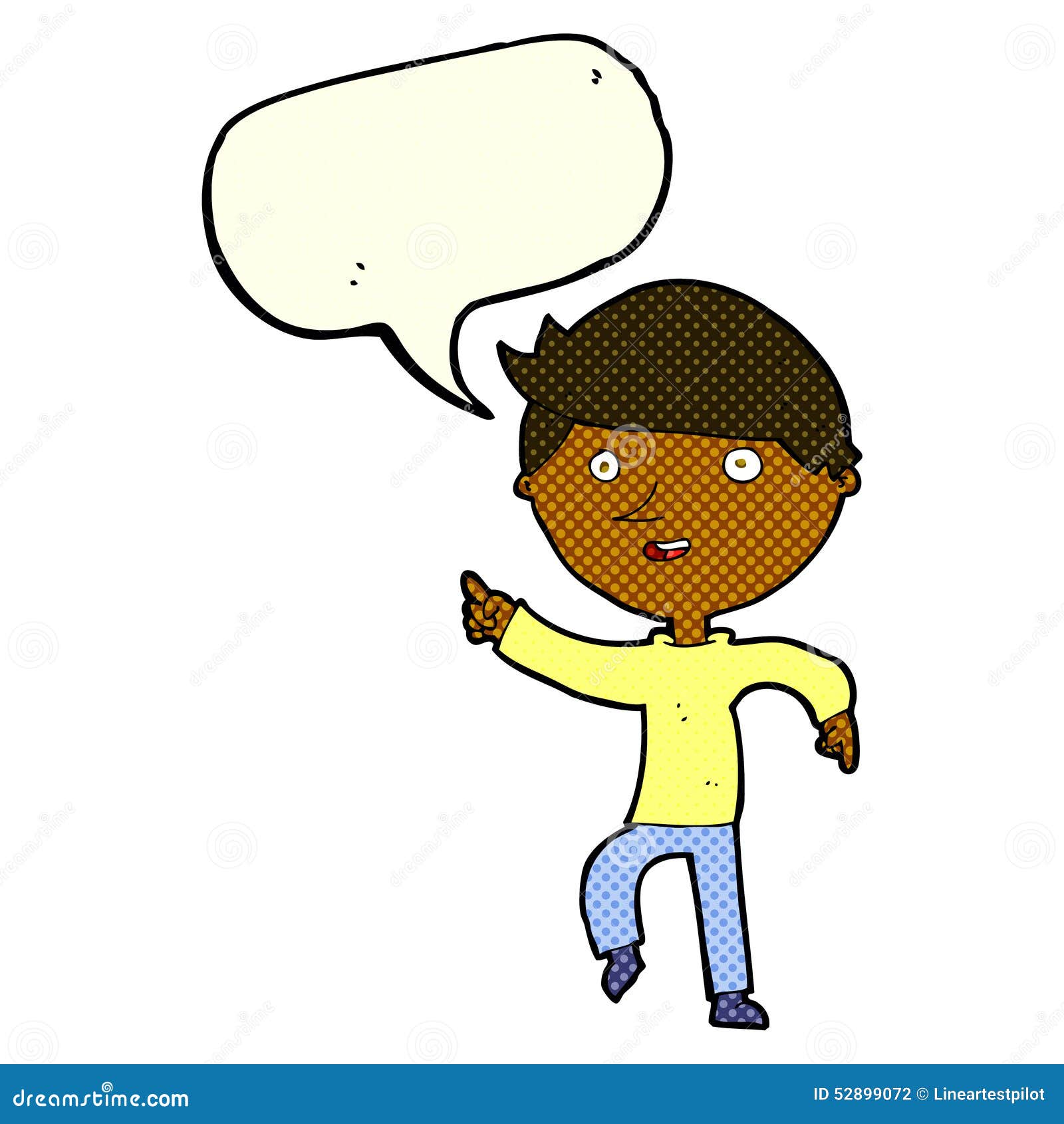 Cartoon Happy Pointing with Speech Bubble Stock Illustration ...