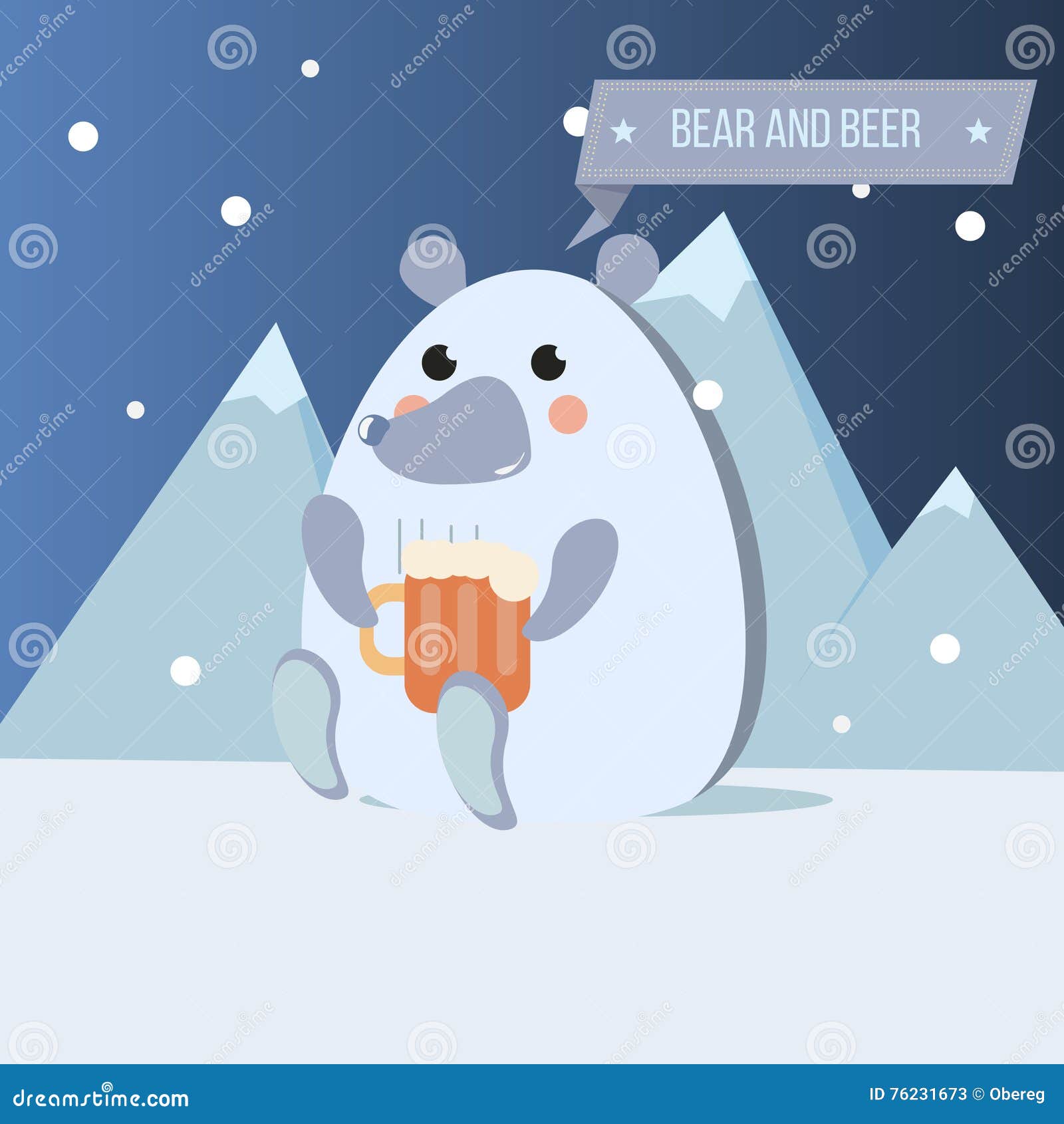 Cartoon Happy Polar Bear and Big Cup of Beer Stock Vector ...