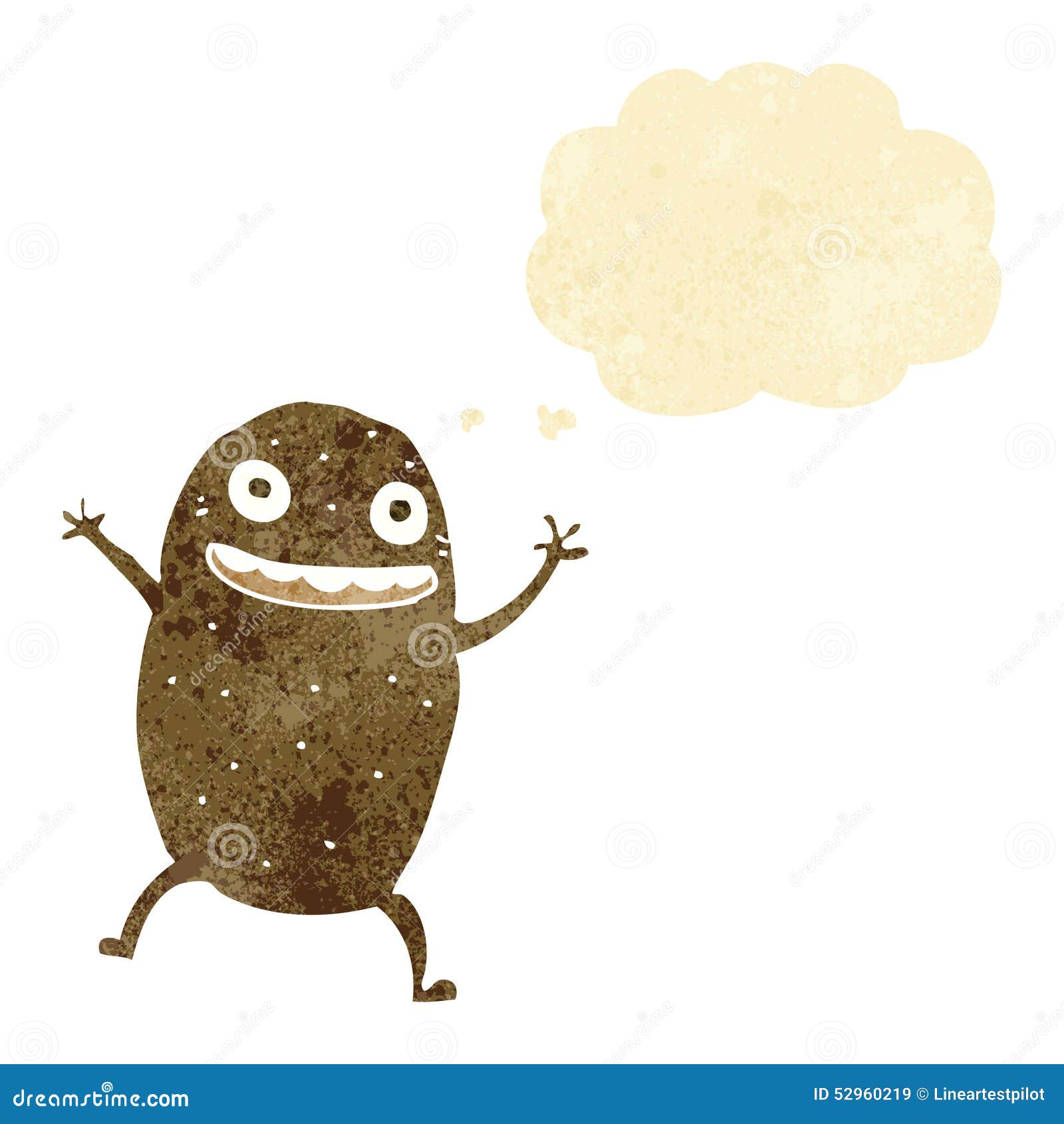 Cartoon Happy Potato with Thought Bubble Stock Illustration ...