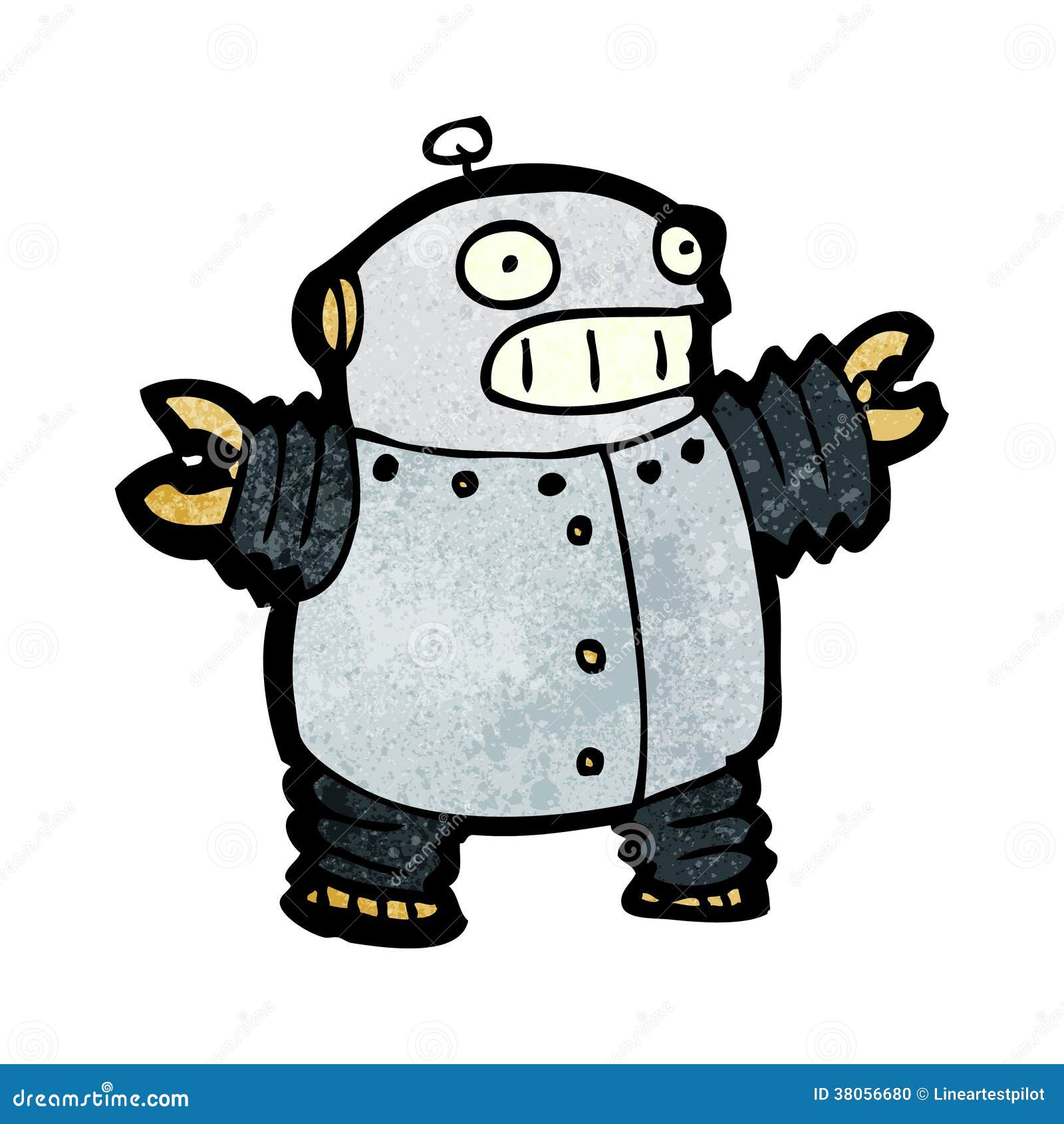 Cartoon happy robot stock vector. Illustration of drawn - 38056680
