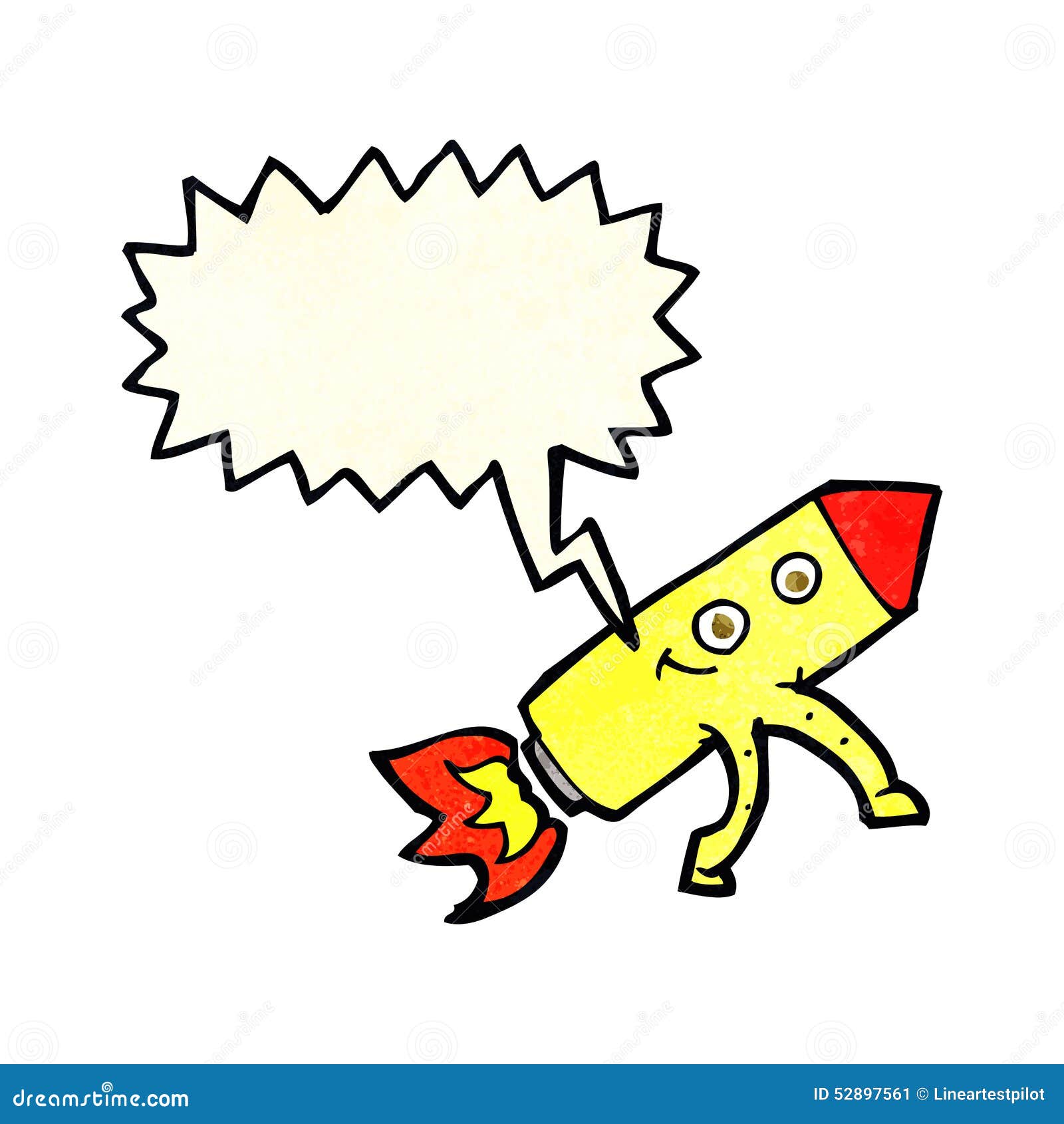 Cartoon Happy Rocket with Speech Bubble Stock Illustration ...