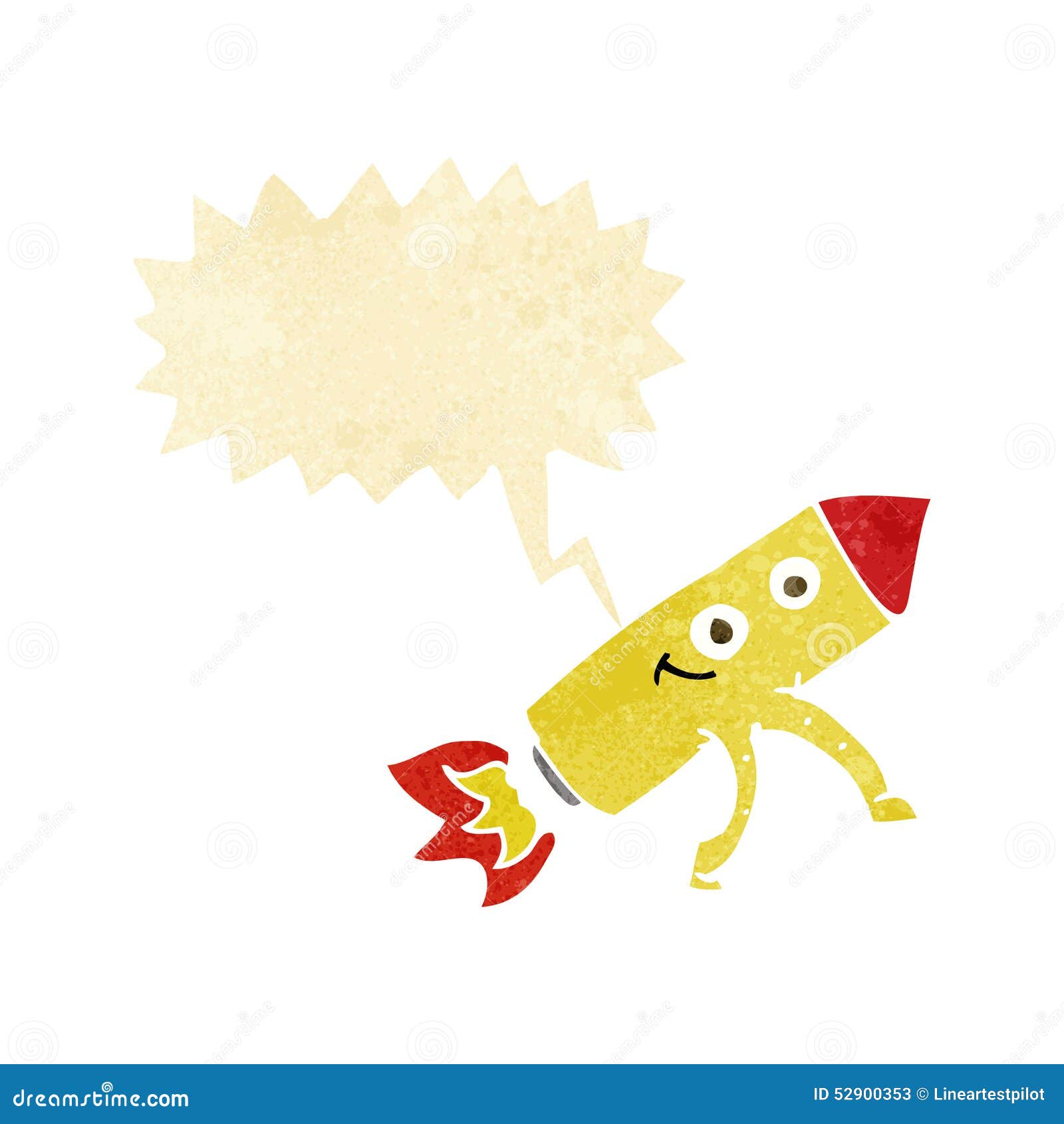Cartoon Happy Rocket with Speech Bubble Stock Illustration ...