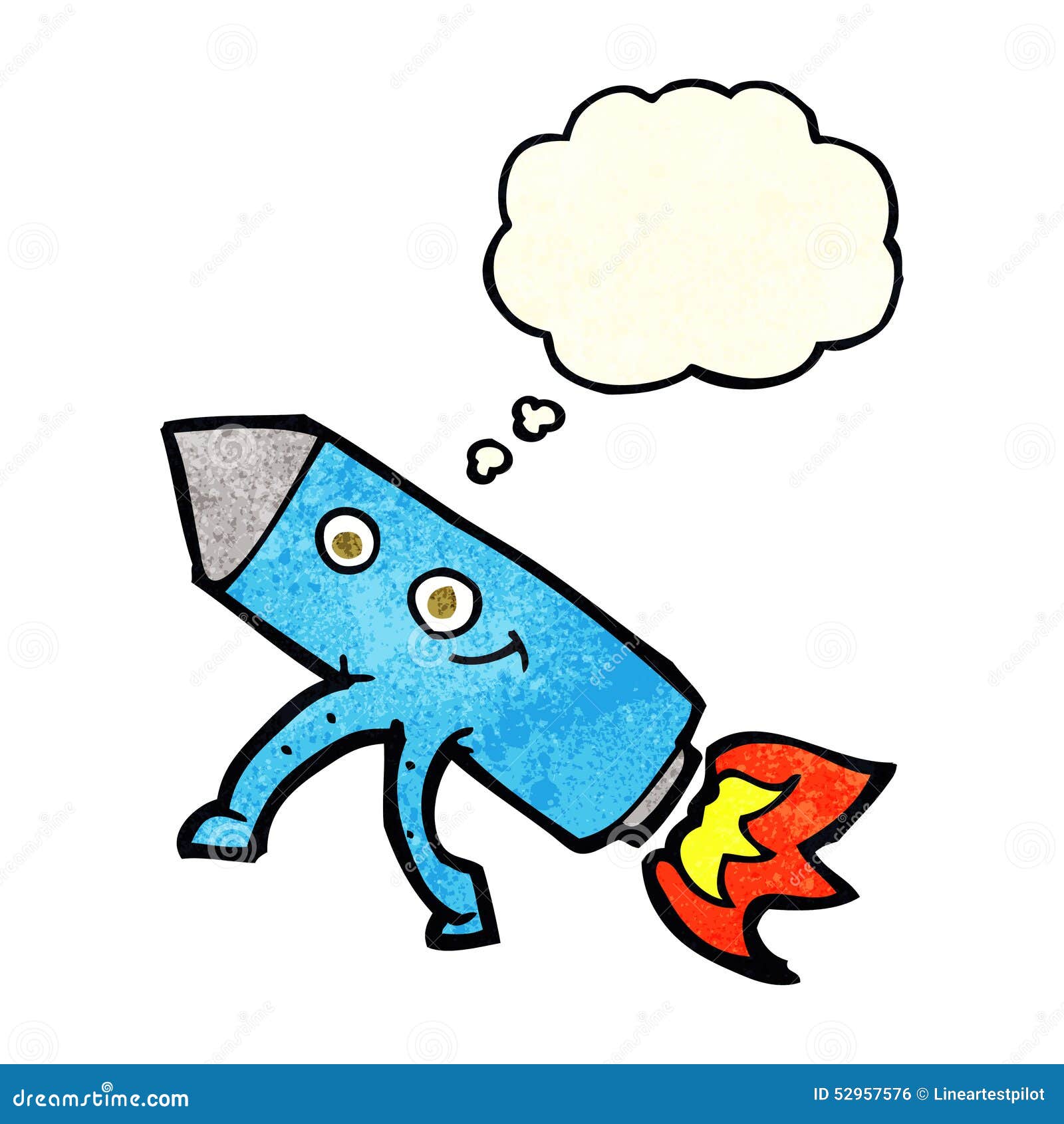 Cartoon Happy Rocket with Thought Bubble Stock Illustration ...