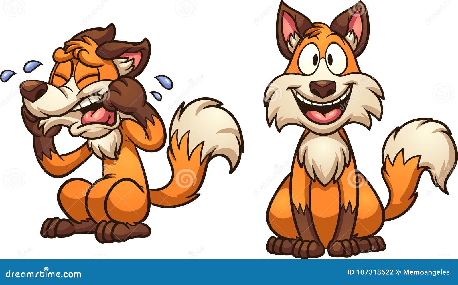 Cartoon happy and sad fox stock vector. Illustration of cute - 107318622