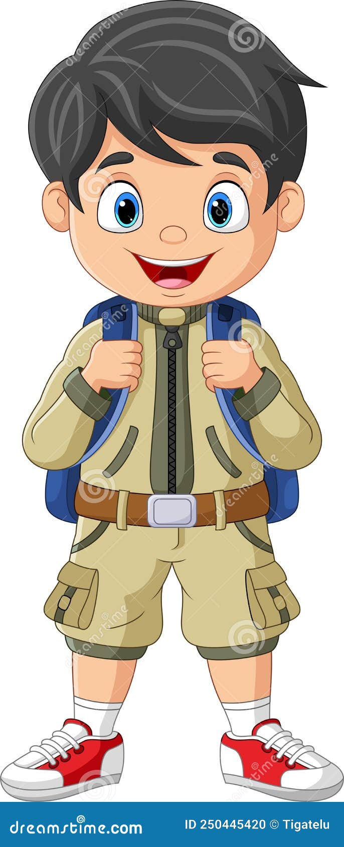 Cartoon Happy School Boy with Backpack Stock Vector - Illustration of ...