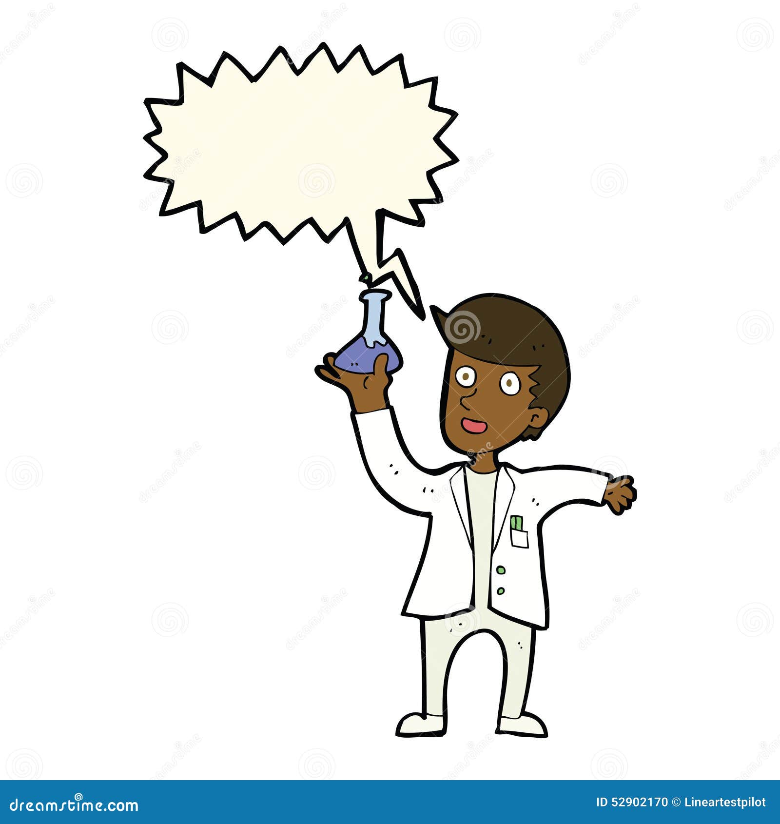 Cartoon Happy Scientist with Speech Bubble Stock Illustration ...