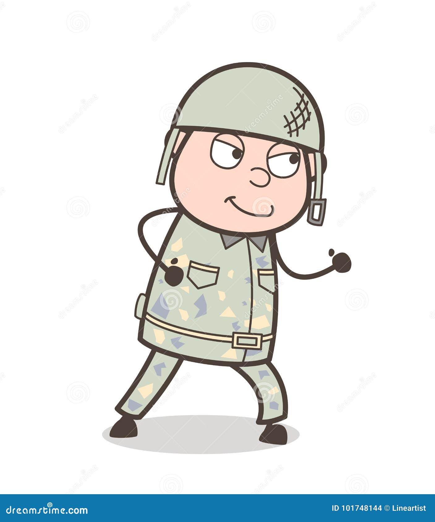 Cartoon Happy Sergeant Ready To Run Vector Illustration Stock ...