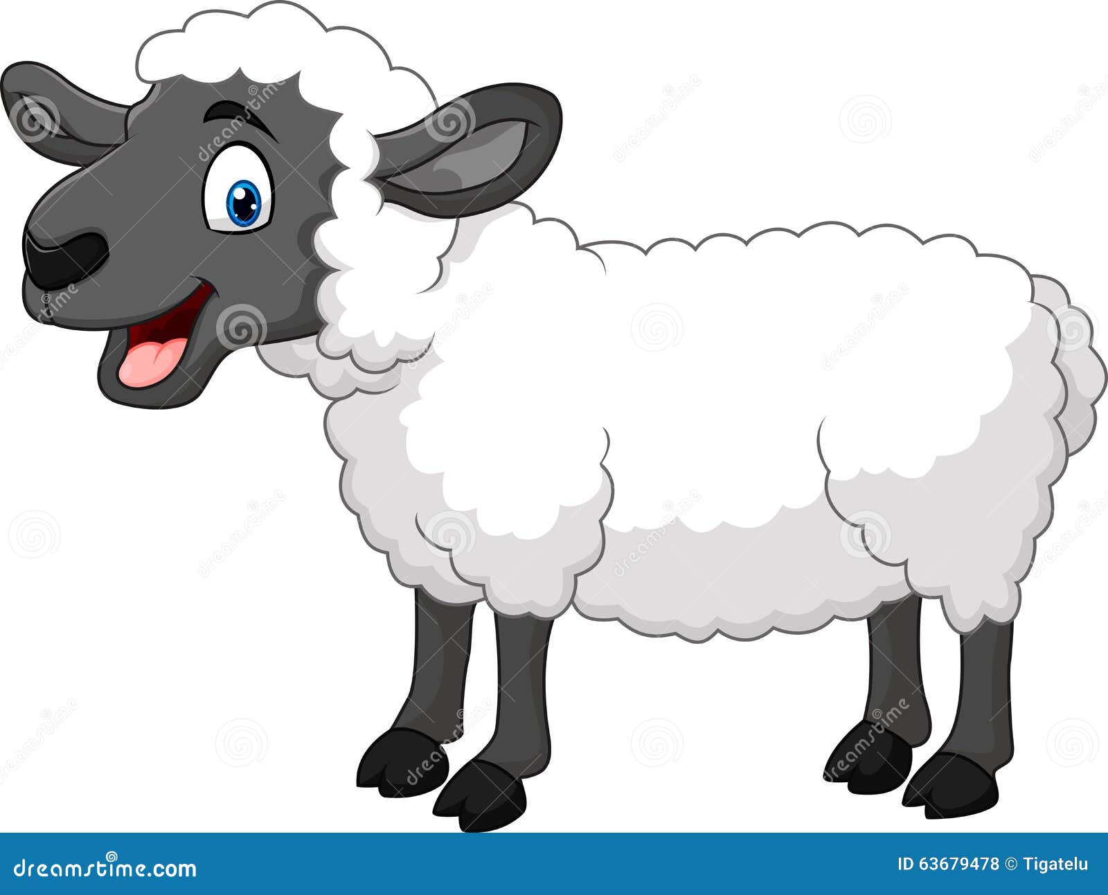 Cartoon Happy Sheep Posing Isolated on White Background Stock Vector ...