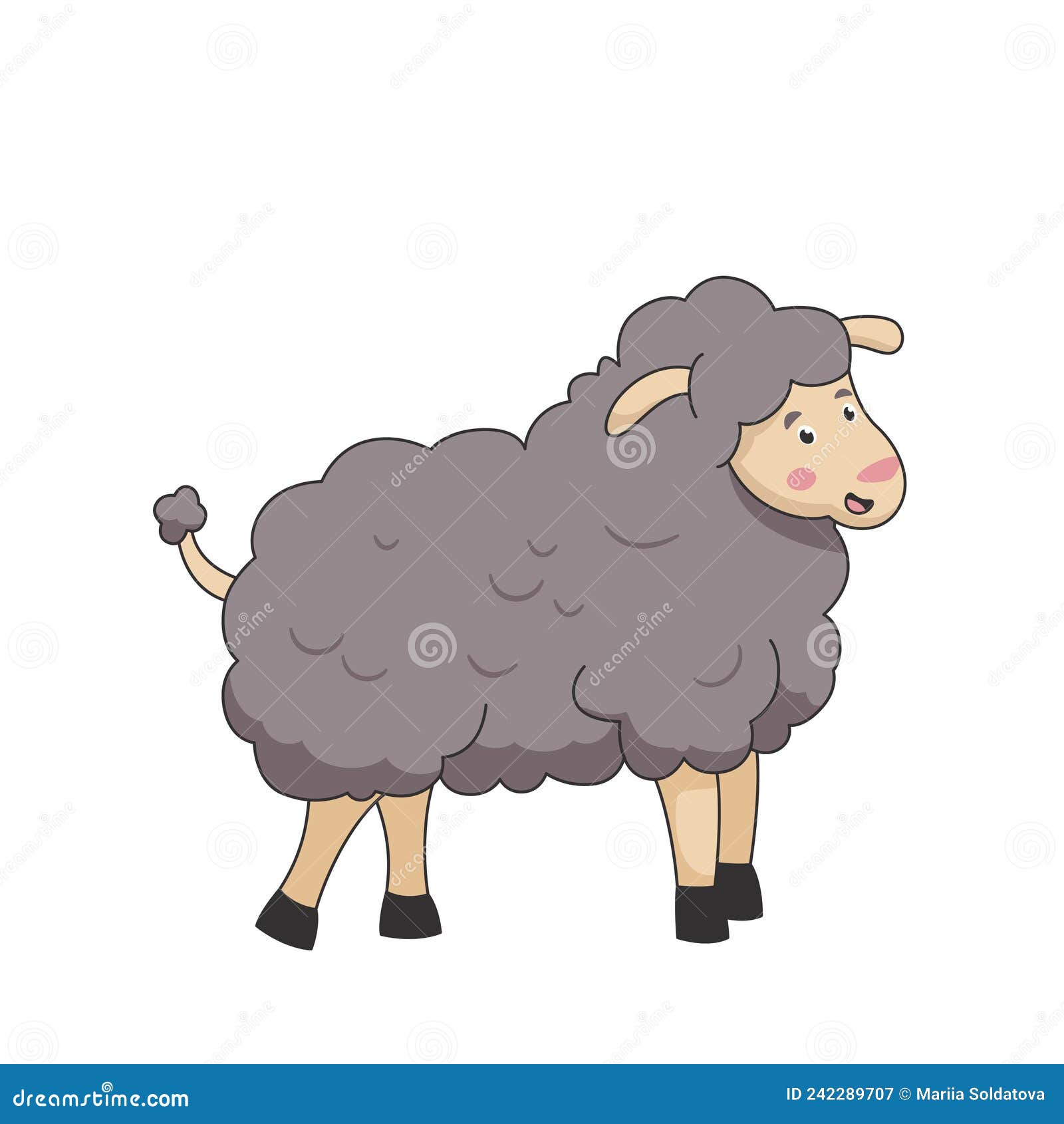 Cartoon Happy Sheep Posing and Smile Vector Stock Vector - Illustration ...