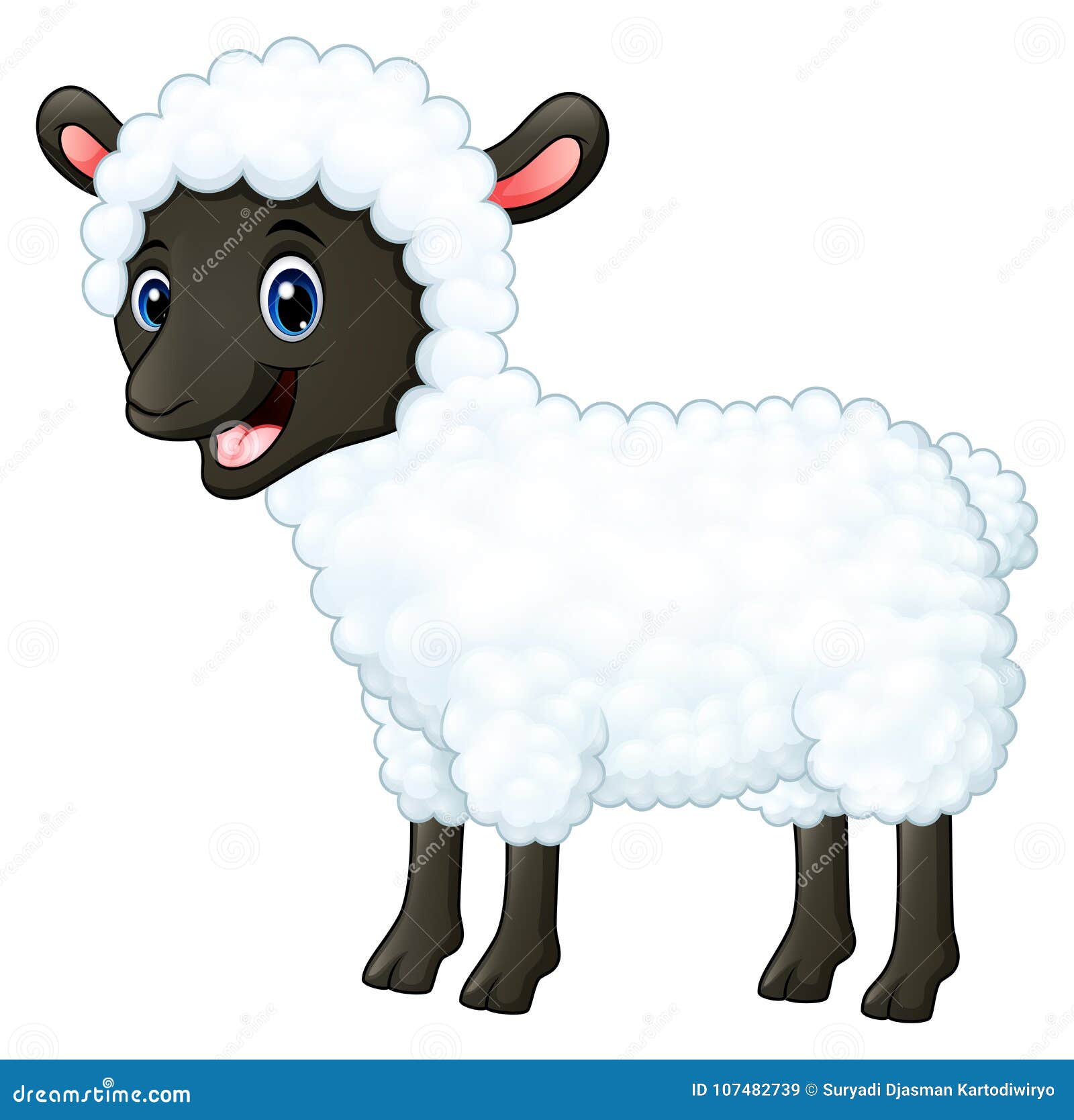 Cartoon Happy Sheep Smiling Stock Vector - Illustration of comic ...