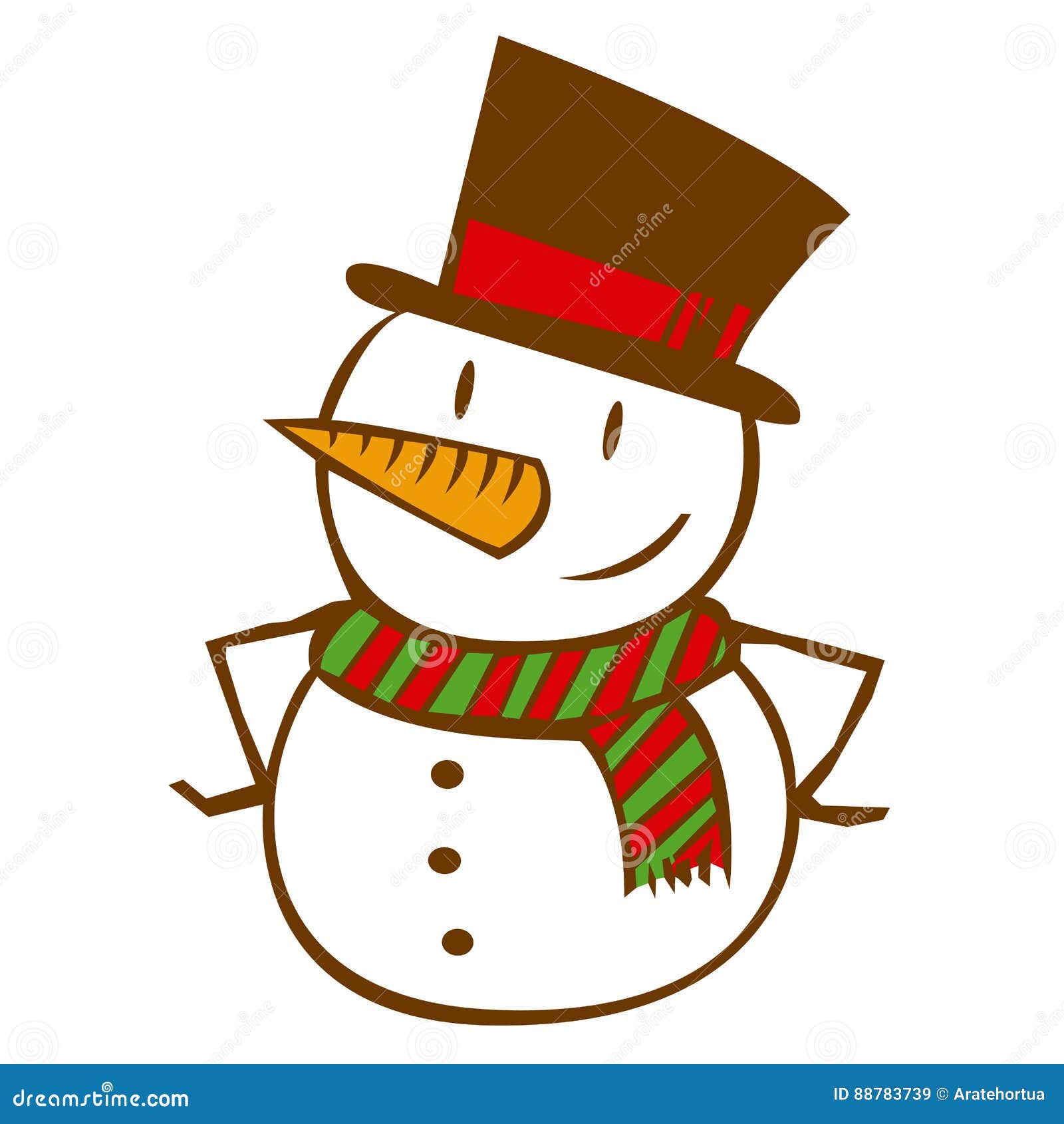 Cartoon Happy Snowman Isolated on White Background Stock Illustration ...