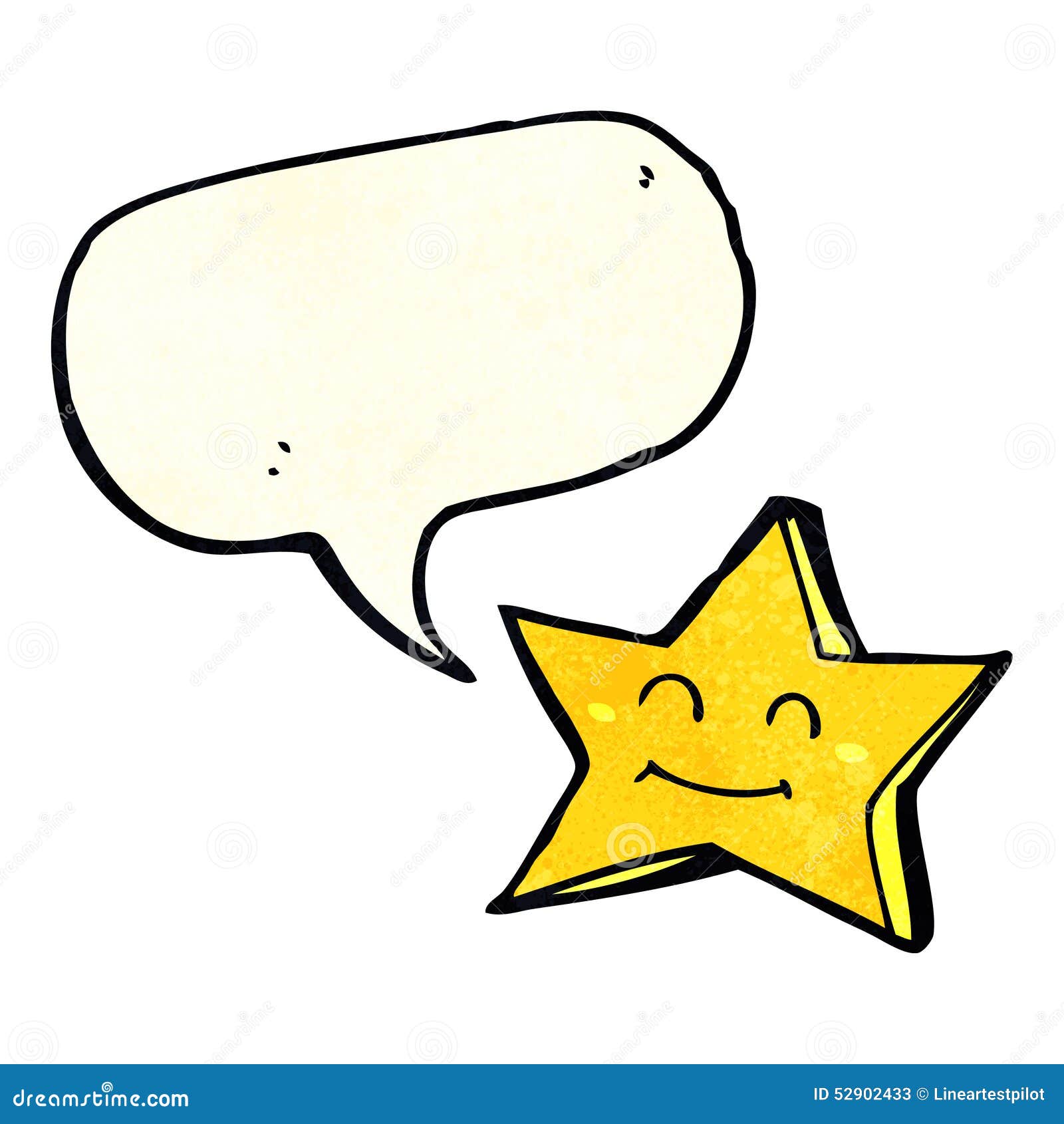 Cartoon Happy Star Character with Speech Bubble Stock Illustration ...