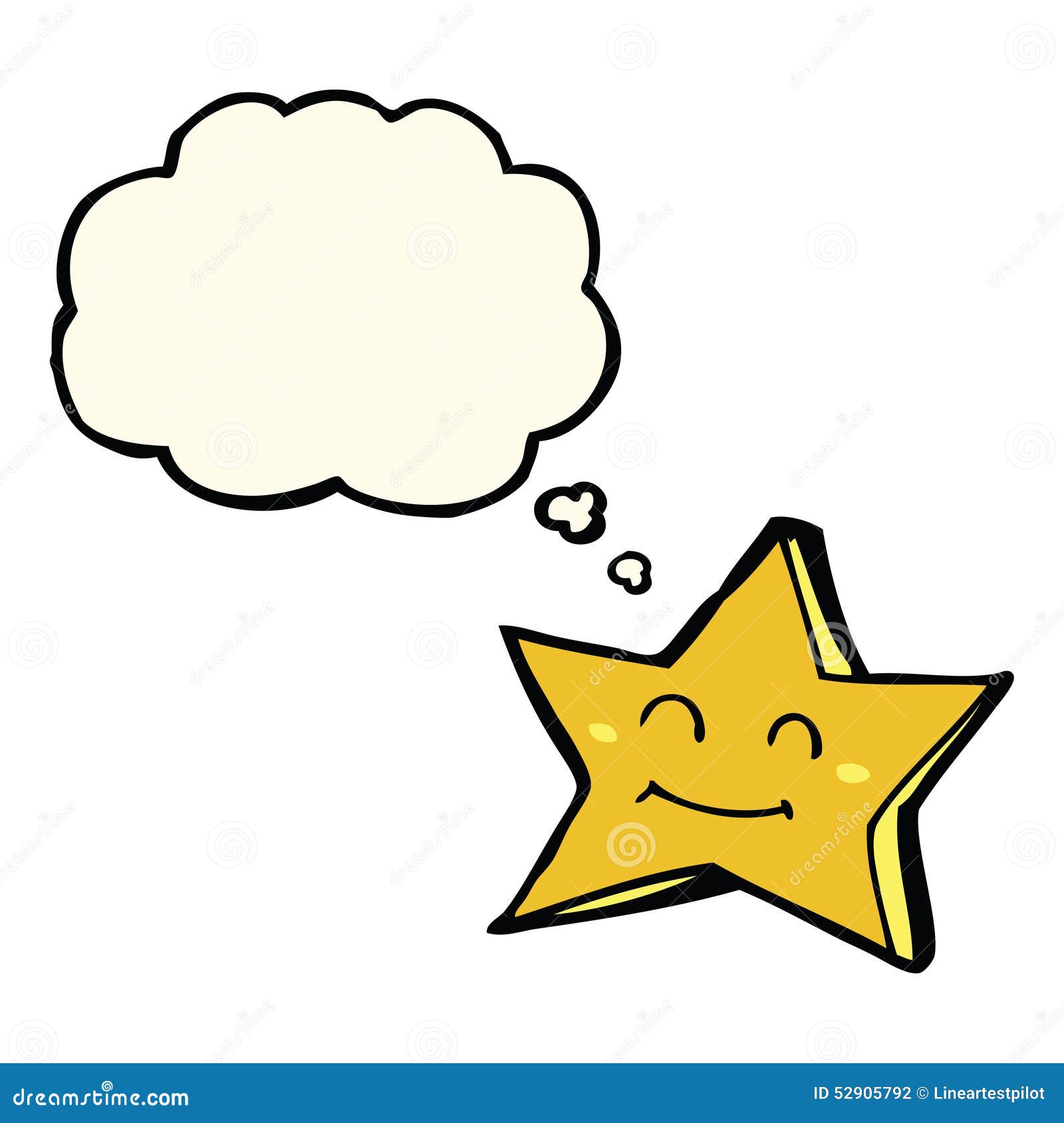 Cartoon Happy Star Character with Thought Bubble Stock Illustration ...