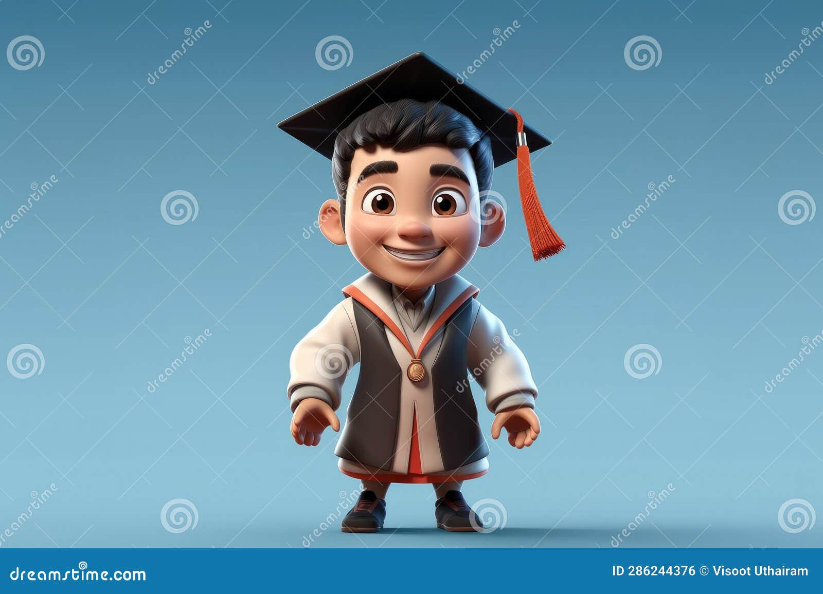 Cartoon, Happy Student Boy on Background, 3d Rendering Stock ...