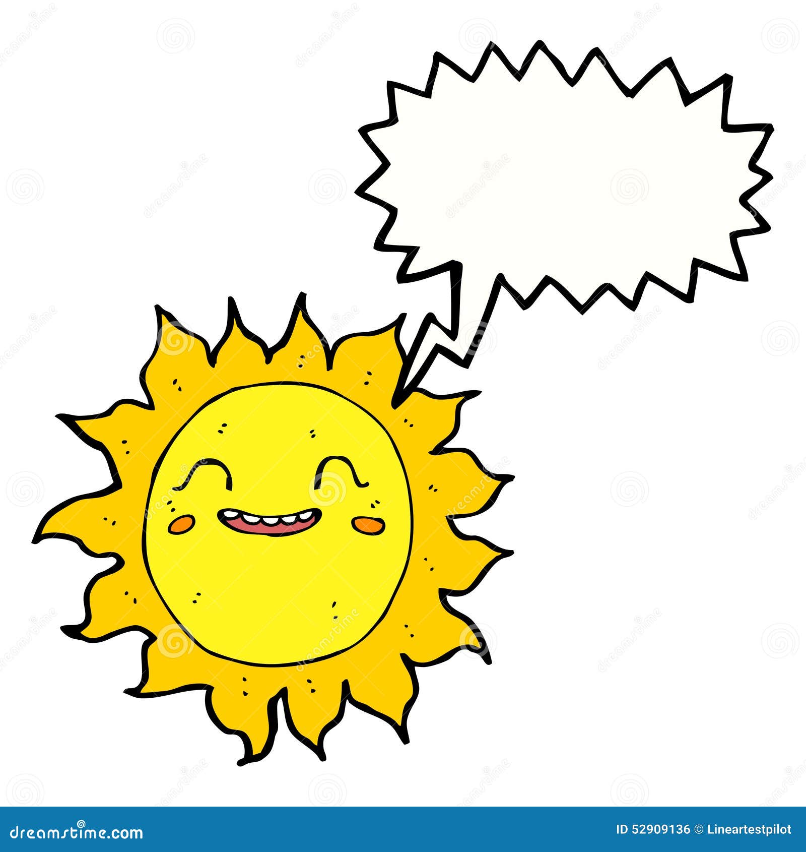 Cartoon Happy Sun with Speech Bubble Stock Illustration - Illustration ...