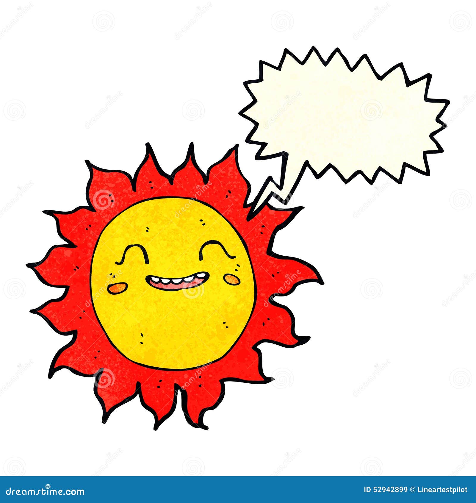 Cartoon Happy Sun with Speech Bubble Stock Illustration - Illustration ...