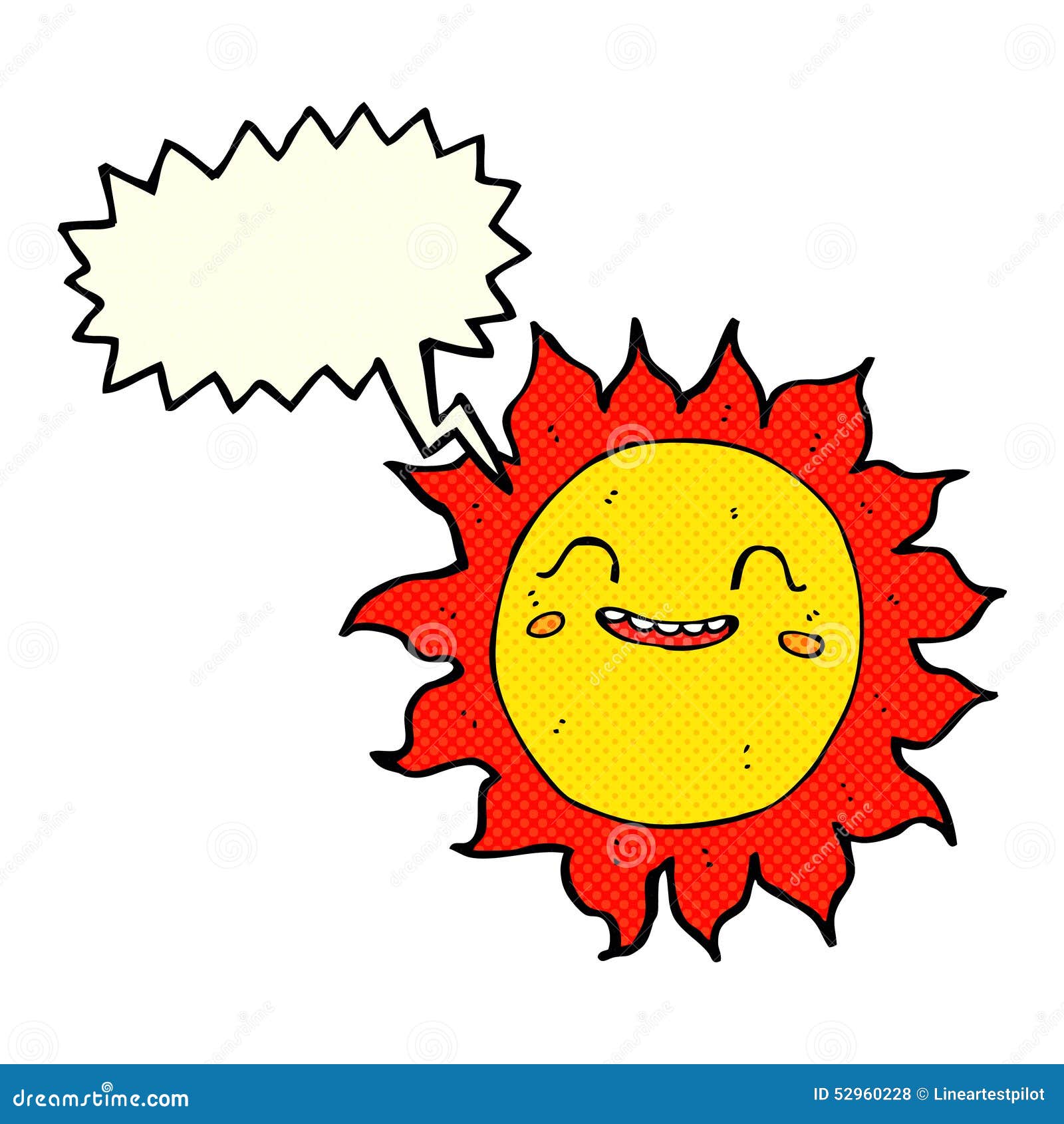 Cartoon Happy Sun with Speech Bubble Stock Illustration - Illustration ...