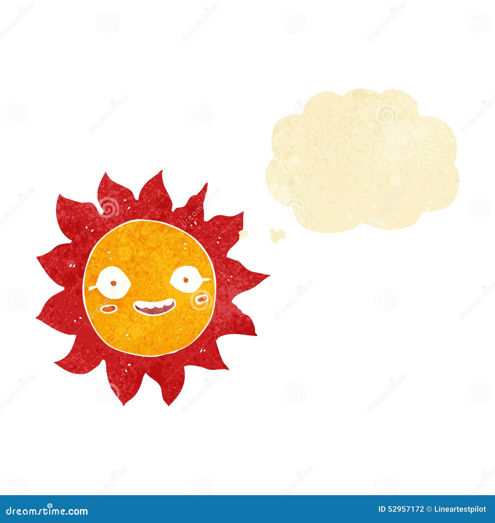 Cartoon Happy Sun with Thought Bubble Stock Illustration - Illustration ...