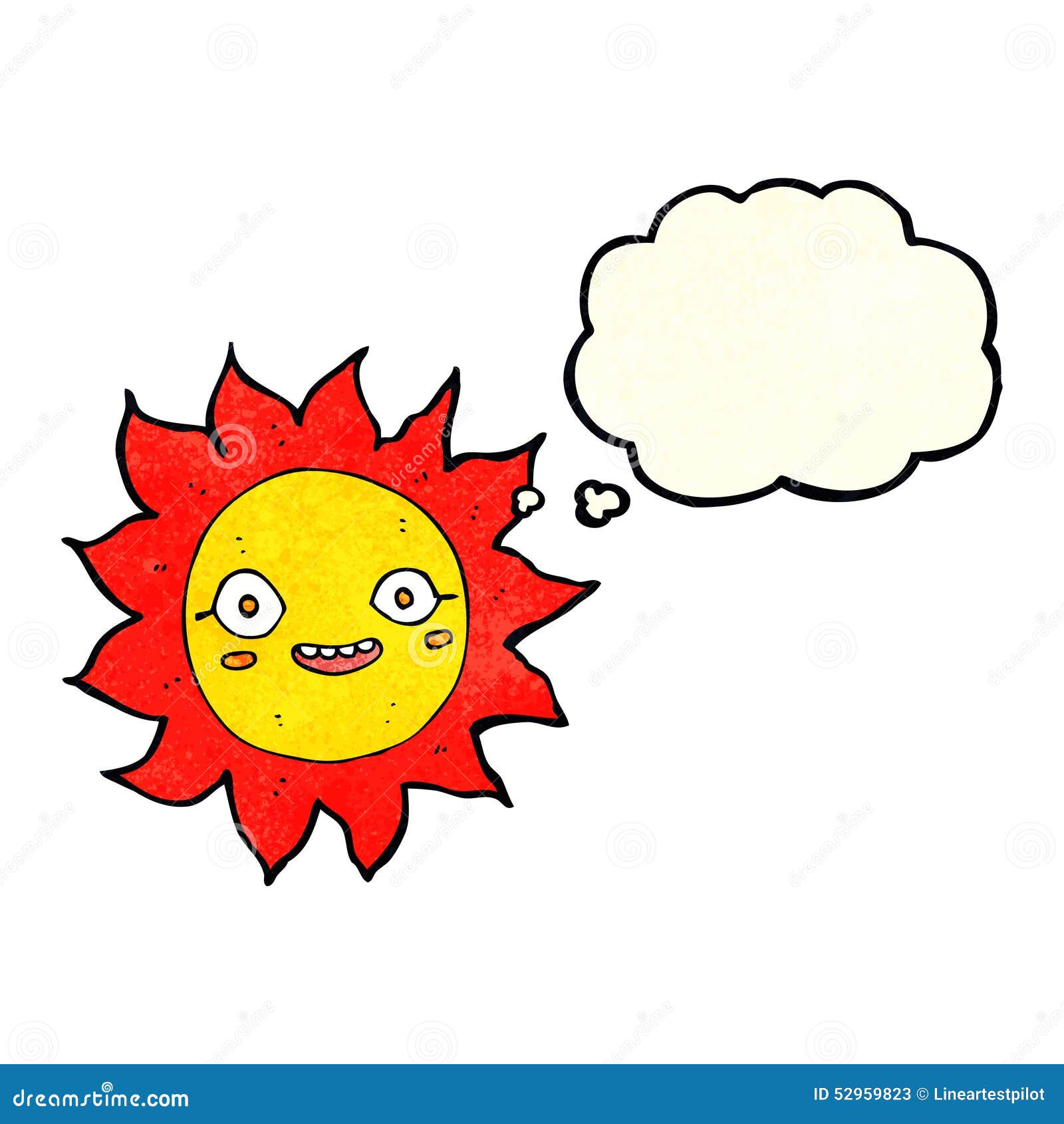 Cartoon Happy Sun with Thought Bubble Stock Illustration - Illustration ...