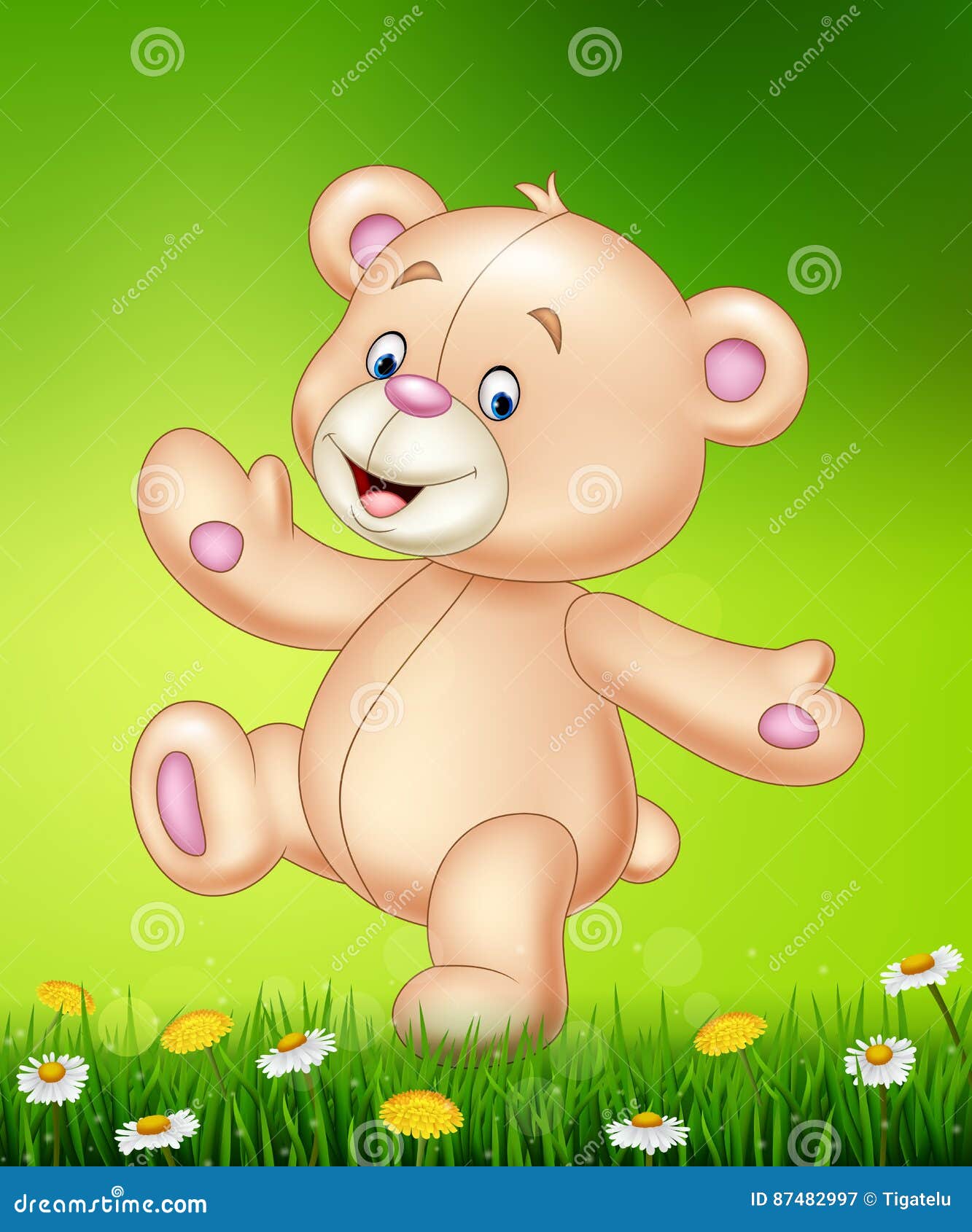 Cartoon happy teddy bear stock vector. Illustration of mammal - 87482997