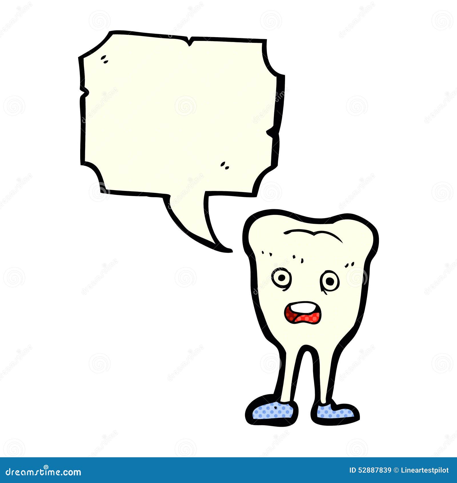 Cartoon Happy Tooth with Speech Bubble Stock Illustration ...