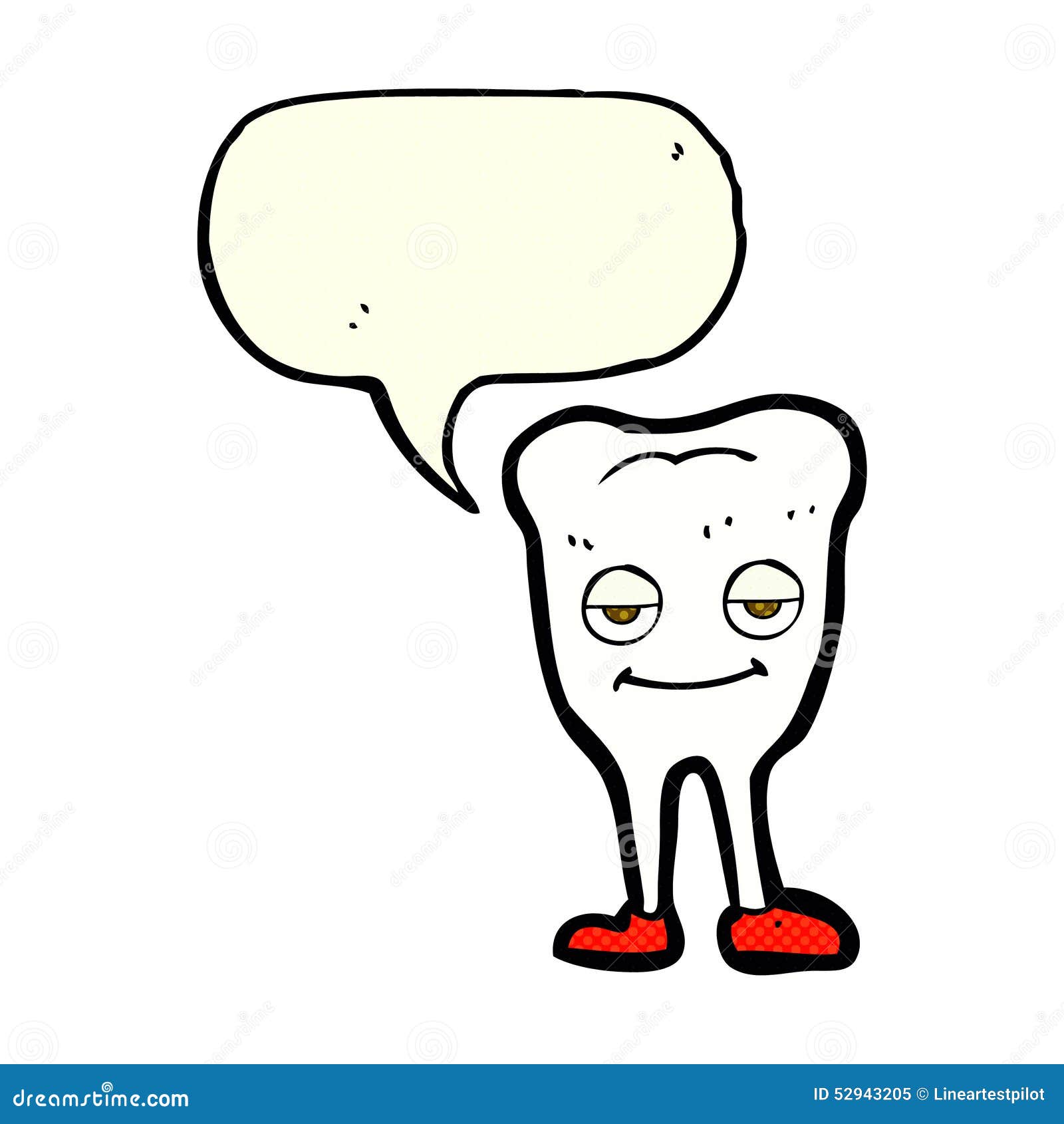 Cartoon Happy Tooth with Speech Bubble Stock Illustration ...