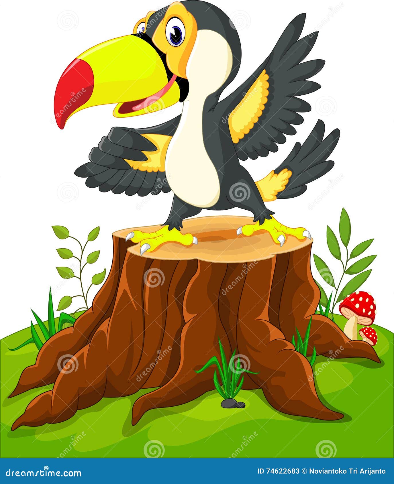 Cartoon happy toucan stock vector. Illustration of sign - 74622683